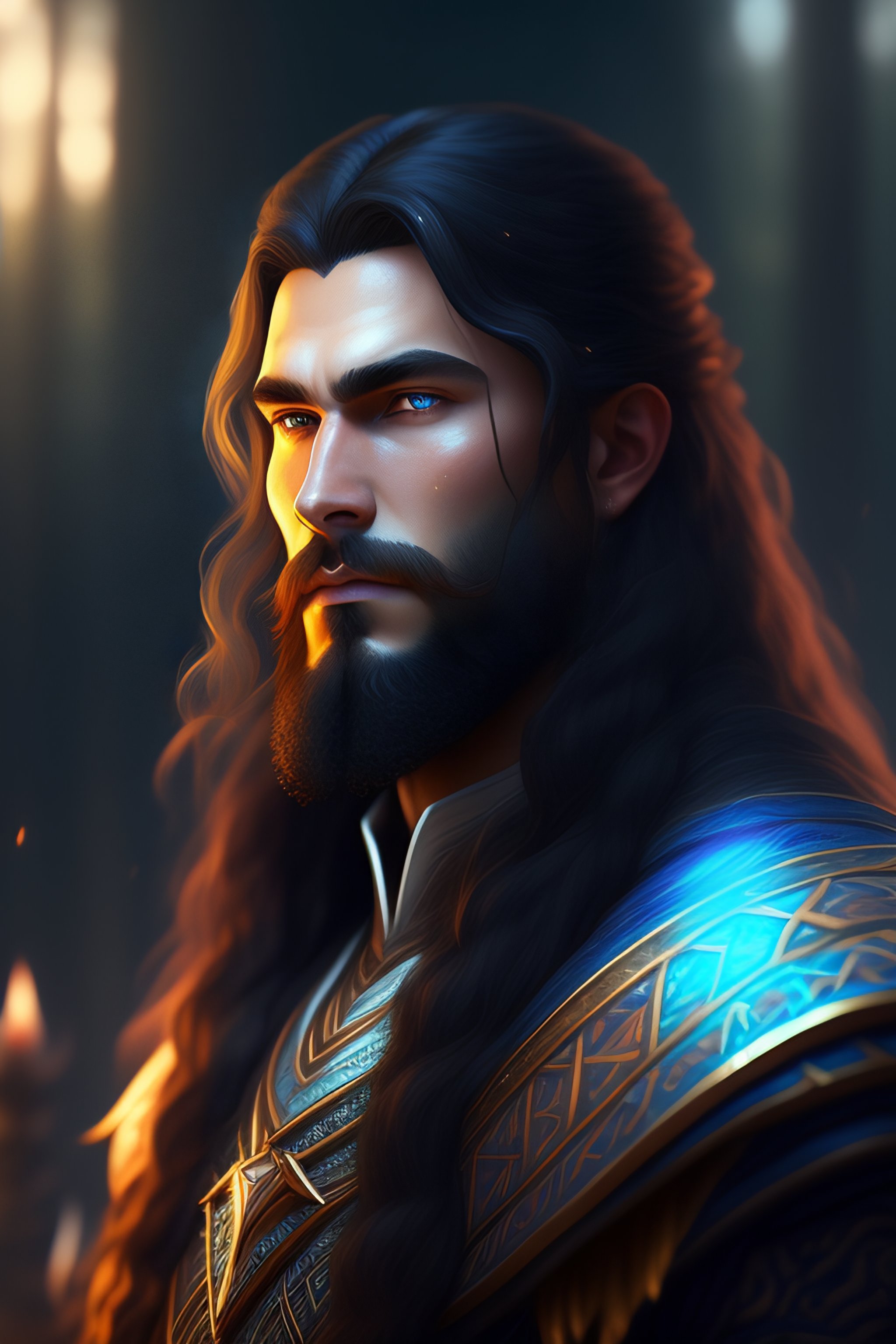 Lexica - Wide angle, male caucasian genasi from d & d, faint blue skin ...