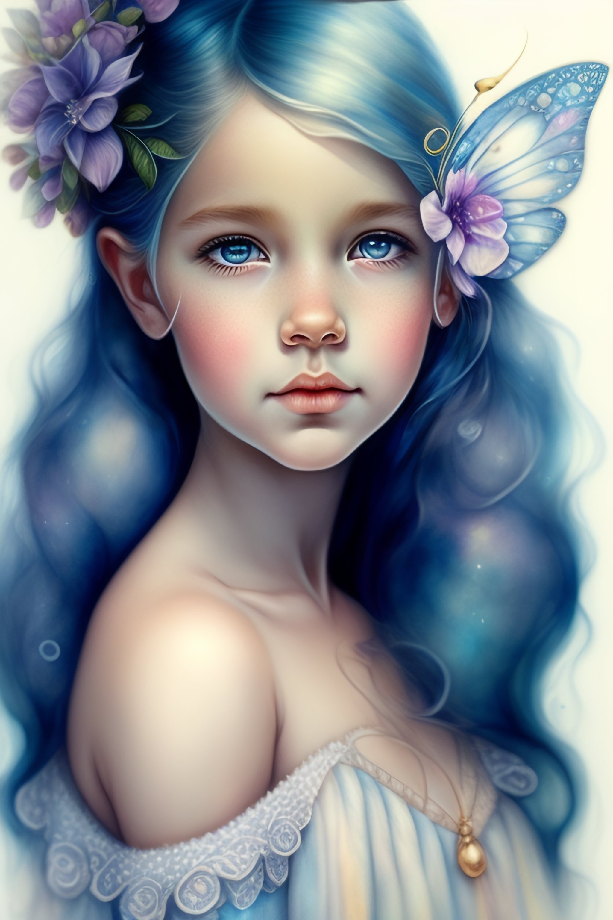 Lexica - Pencil drawing 2ears toddlerblue bell fairy, water color ...