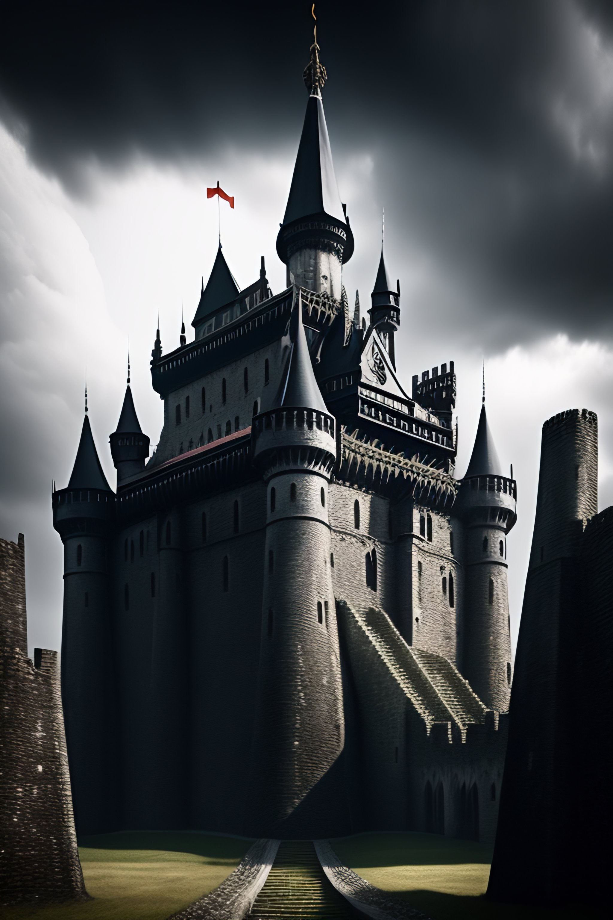 Lexica - An ultra detailed black and white tarot card of the keep of ...