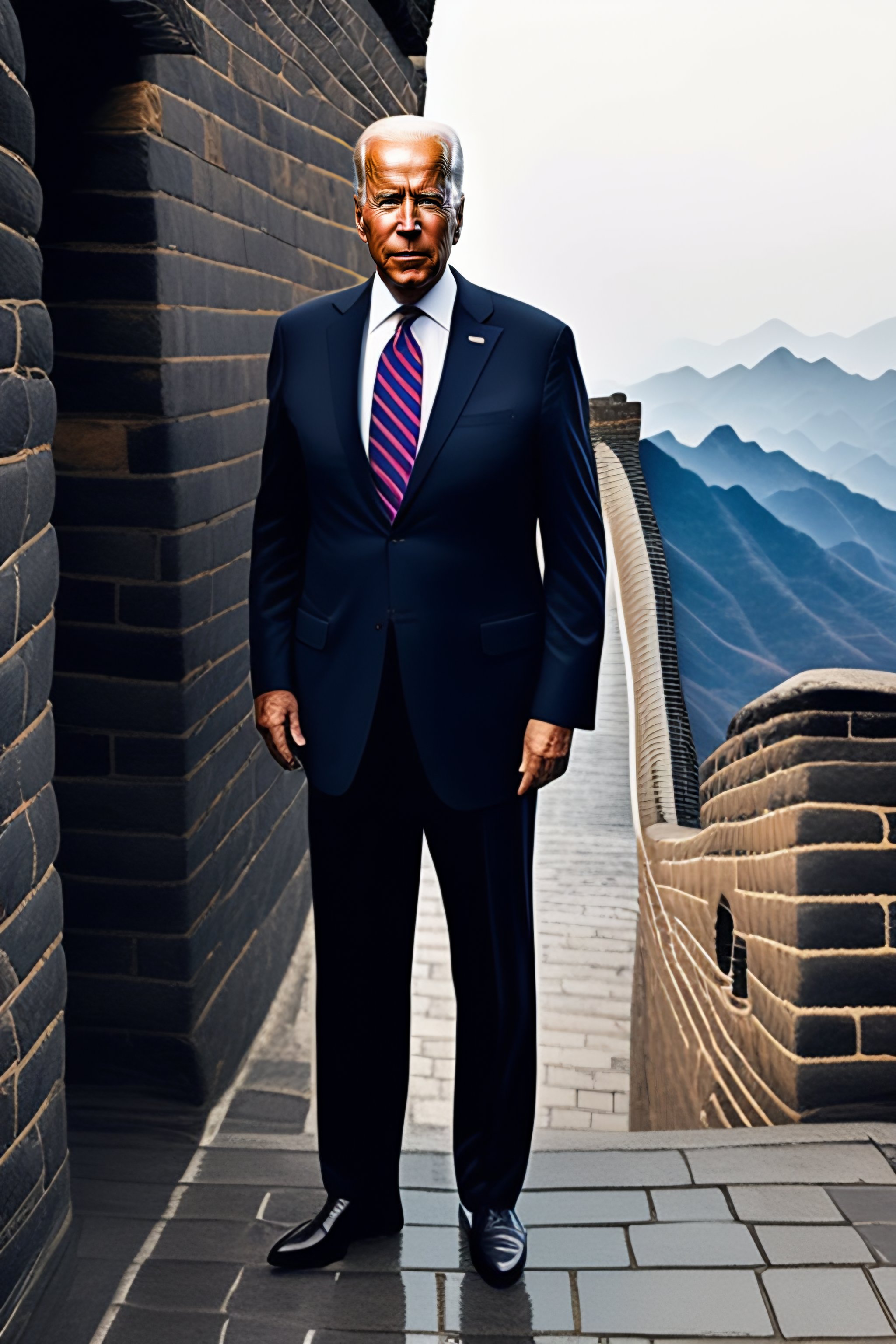 Lexica - Portrait of joe biden standing on the great wall of china