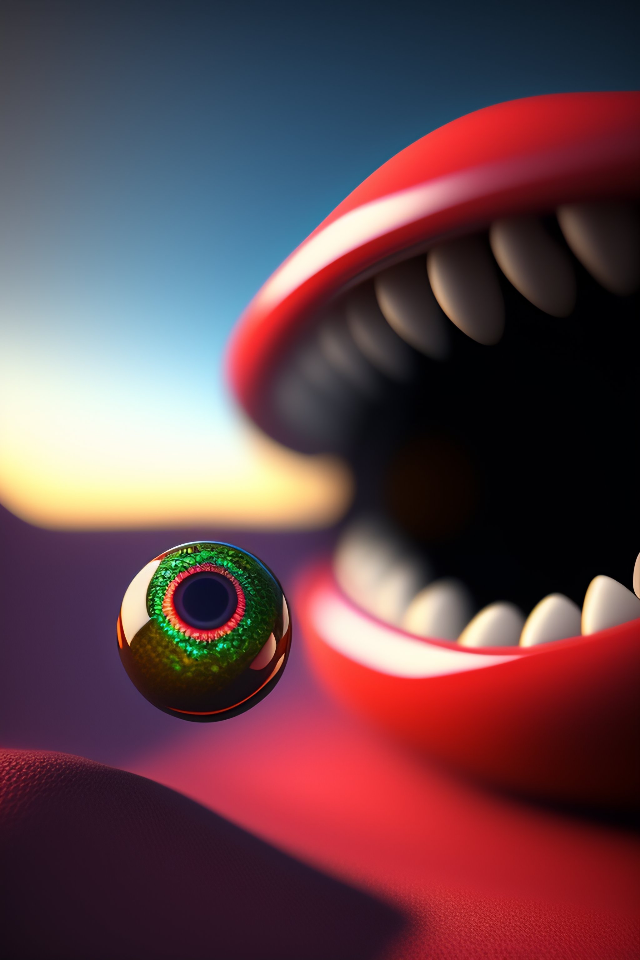 Lexica - Eyeball with teeth 8k volumetric lighting octane render ultra ...