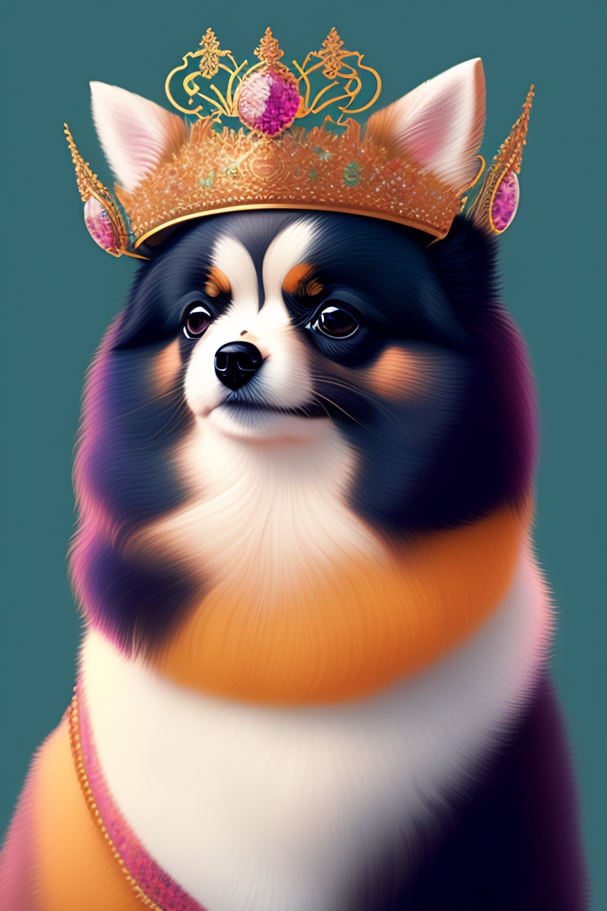 Lexica - Cute Pomeranian wearing a princess's crown by Victo Ngai and ...