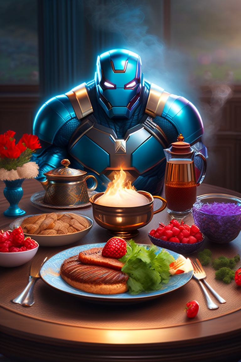 Lexica - Kazakh national table with tea and national food, superheroes ...