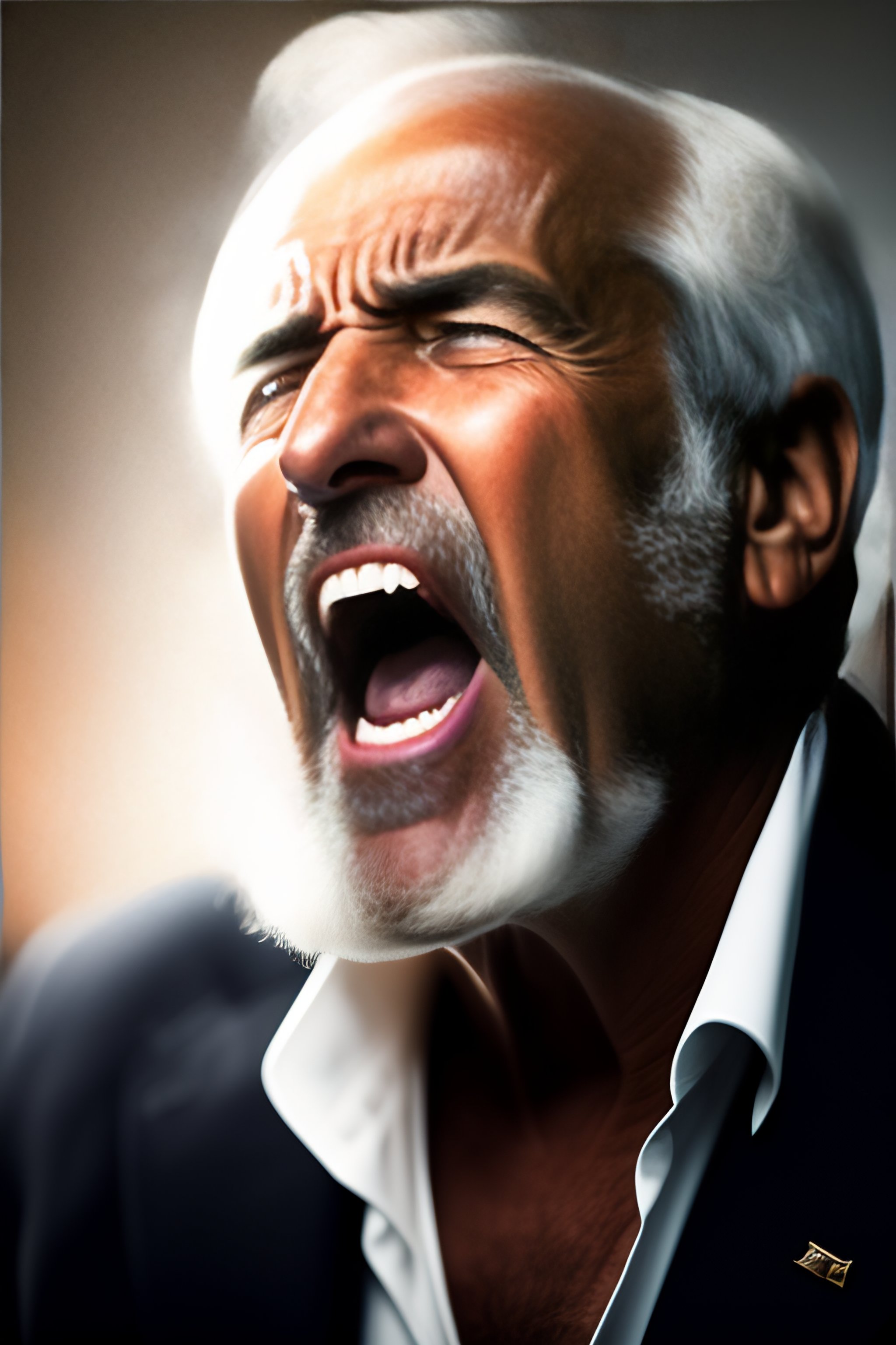 Lexica - Portrait of european old man screaming