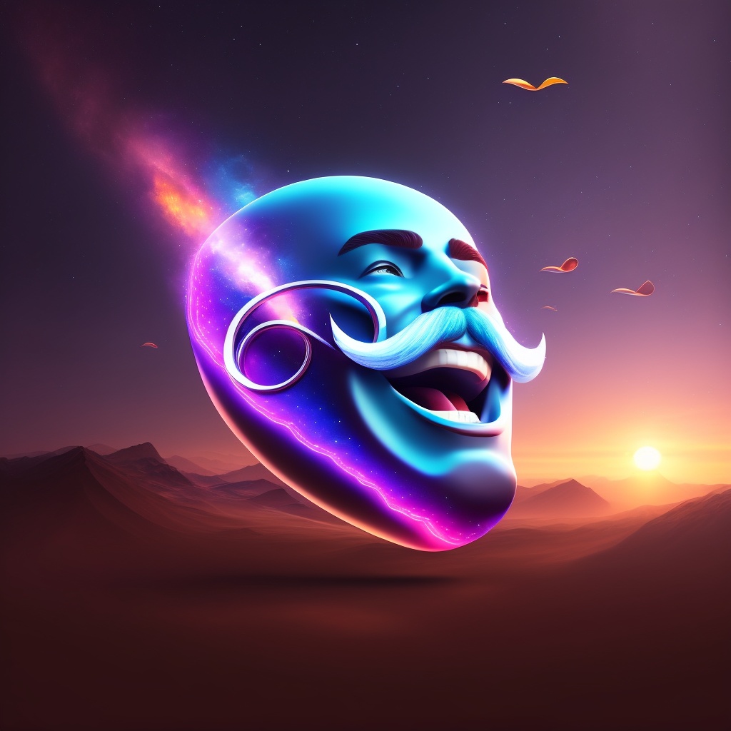 Lexica - Mouth made of worlds with handlebar moustache singing, musical ...