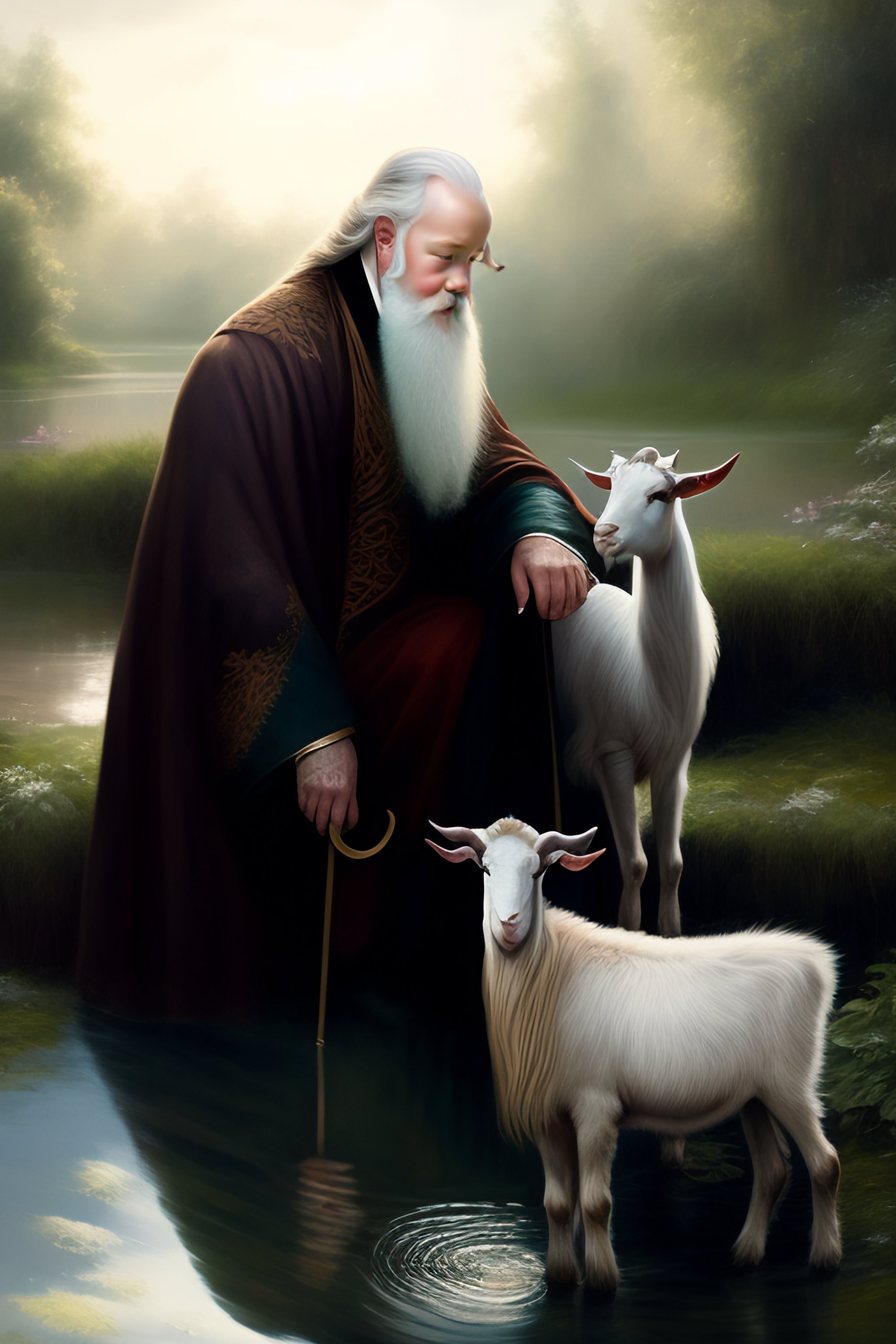 Lexica - Protrait of Albus Dumbledore petting his pet goat, sitting in ...
