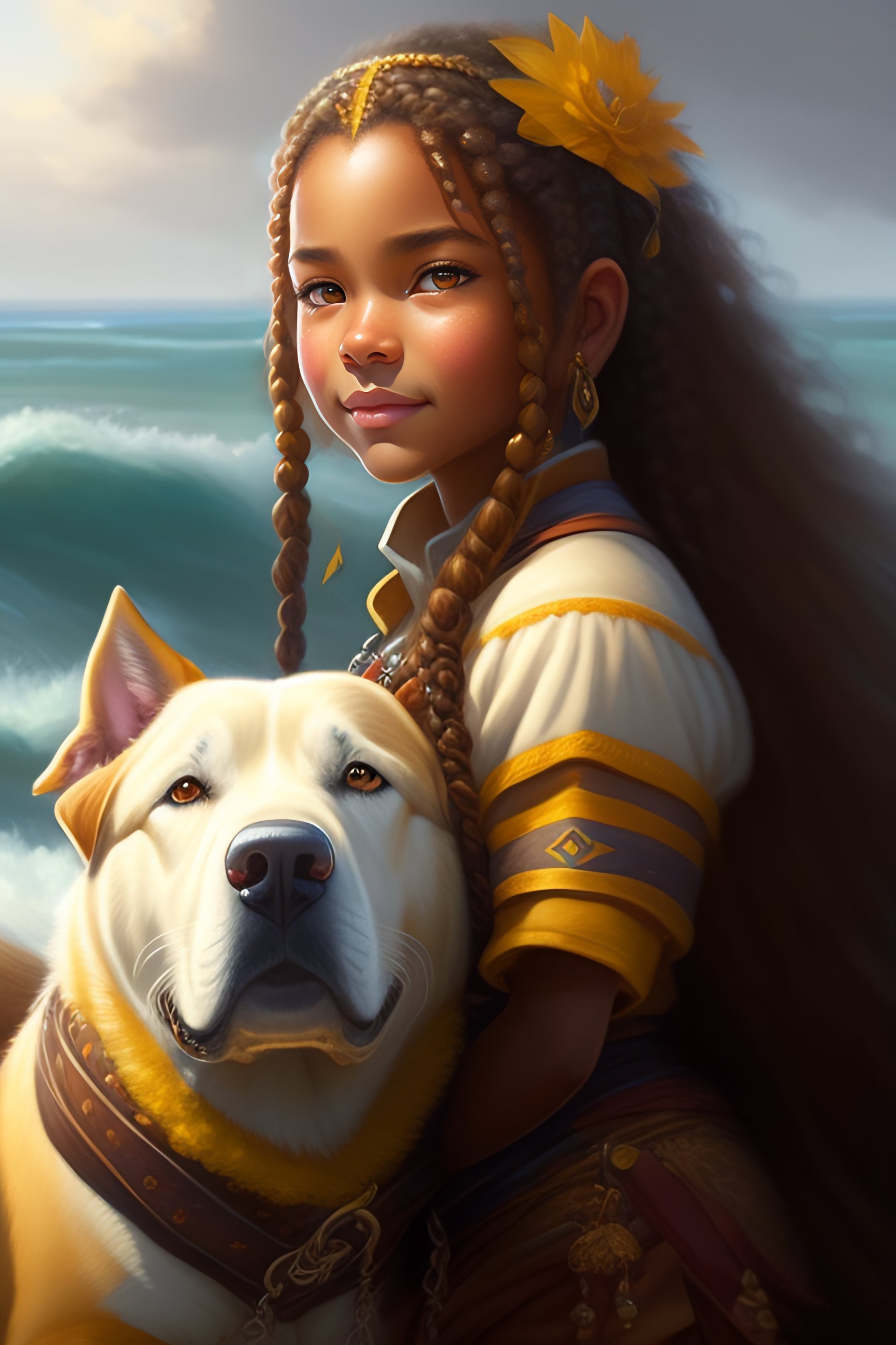 Lexica - A detailed portrait of a cute yellow skinned girl with two ...