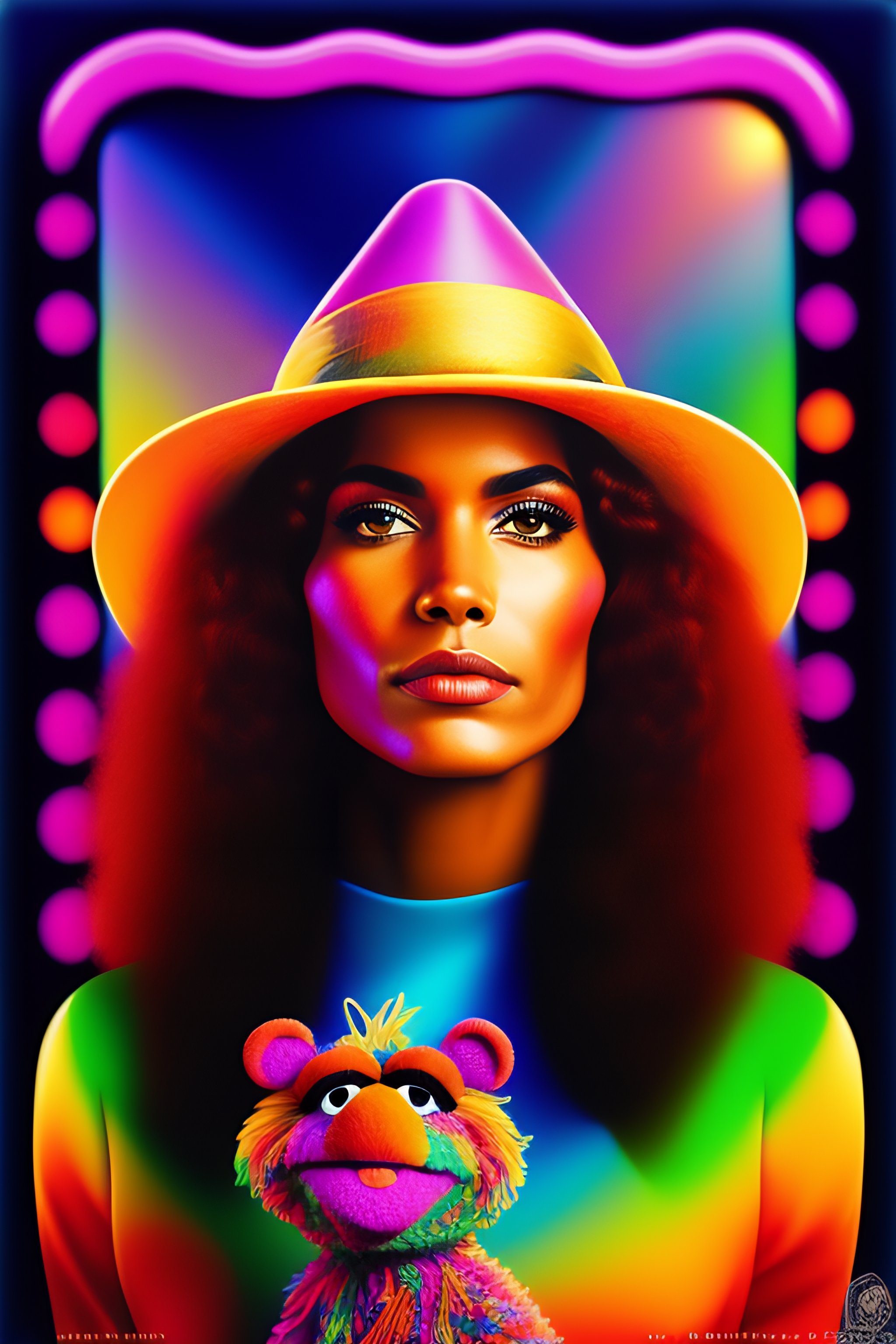 Lexica - Muppet on acid, solo, high-quality portrait, hippie style