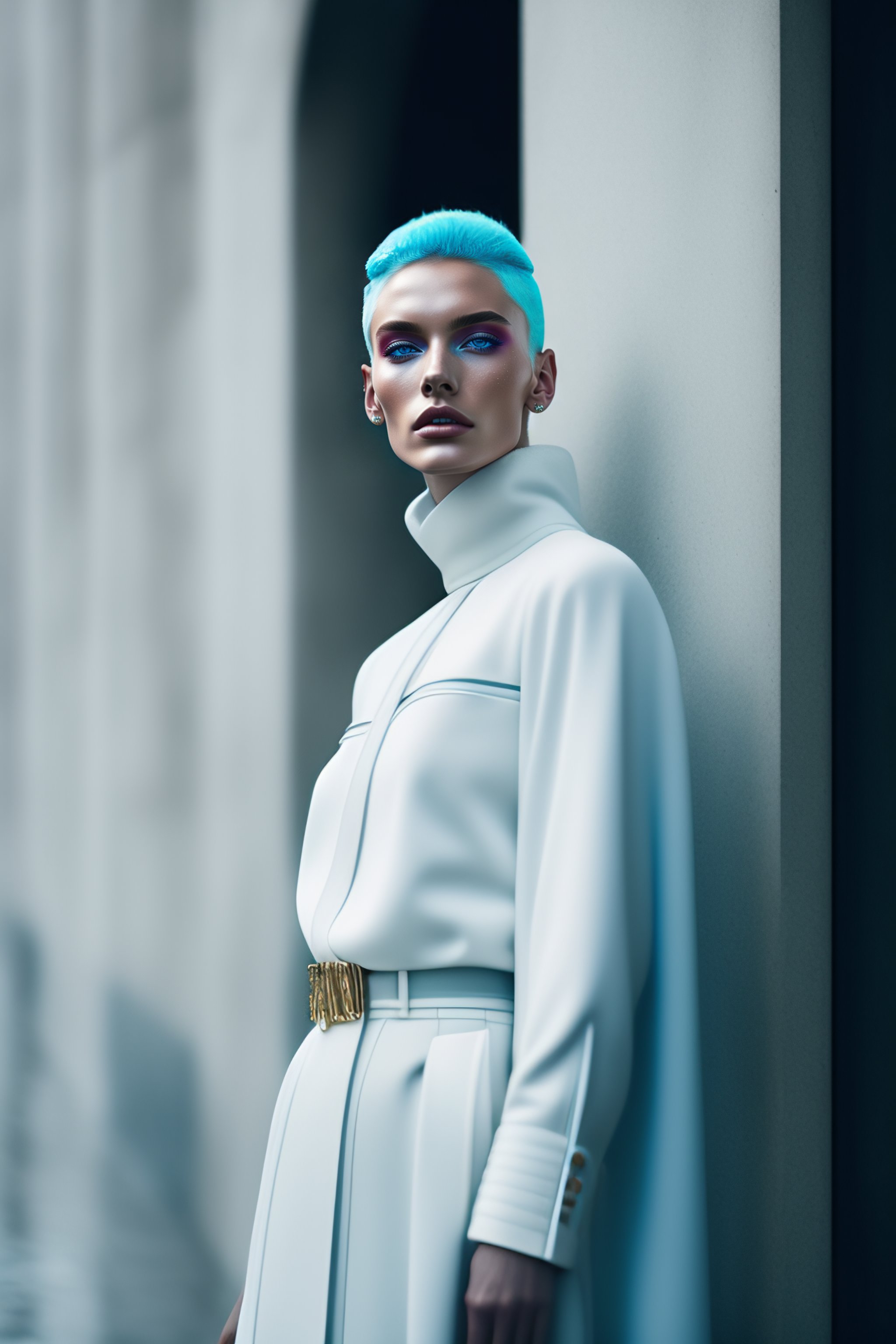 Lexica - Portrait of haute couture beautiful albino fashion model with ...