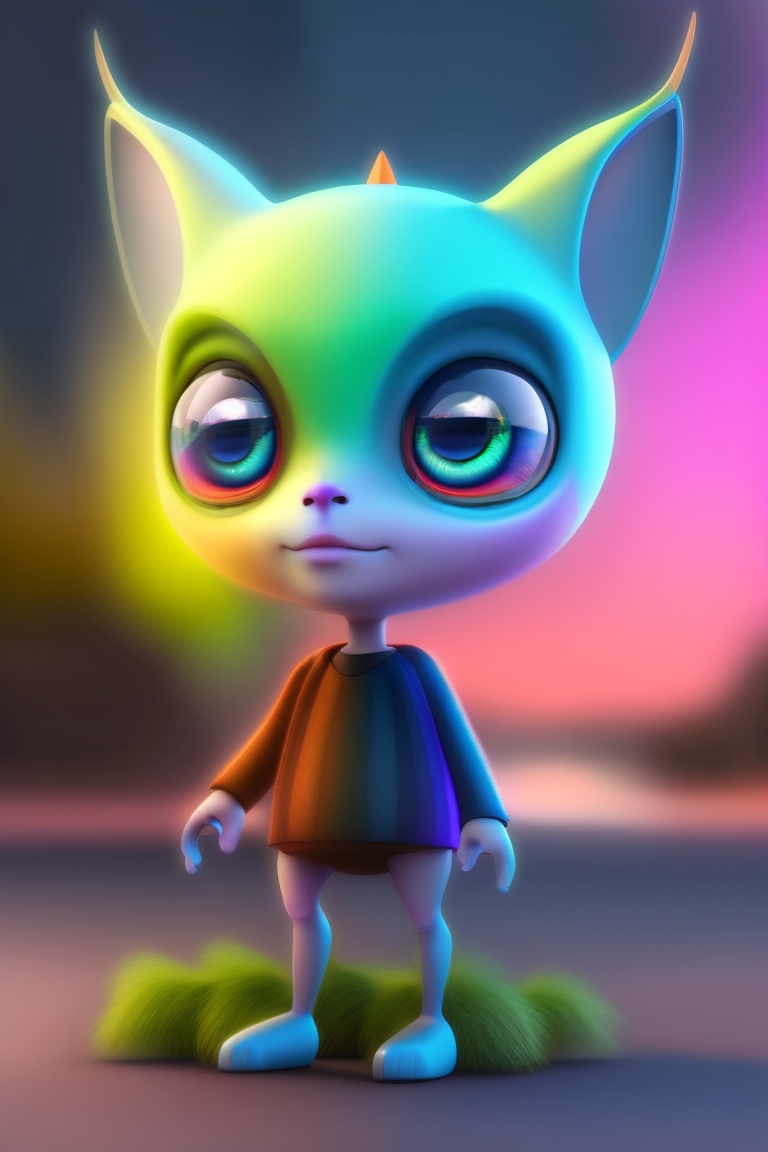 Lexica - An alien with big eyes, colorful skin and pointy ears