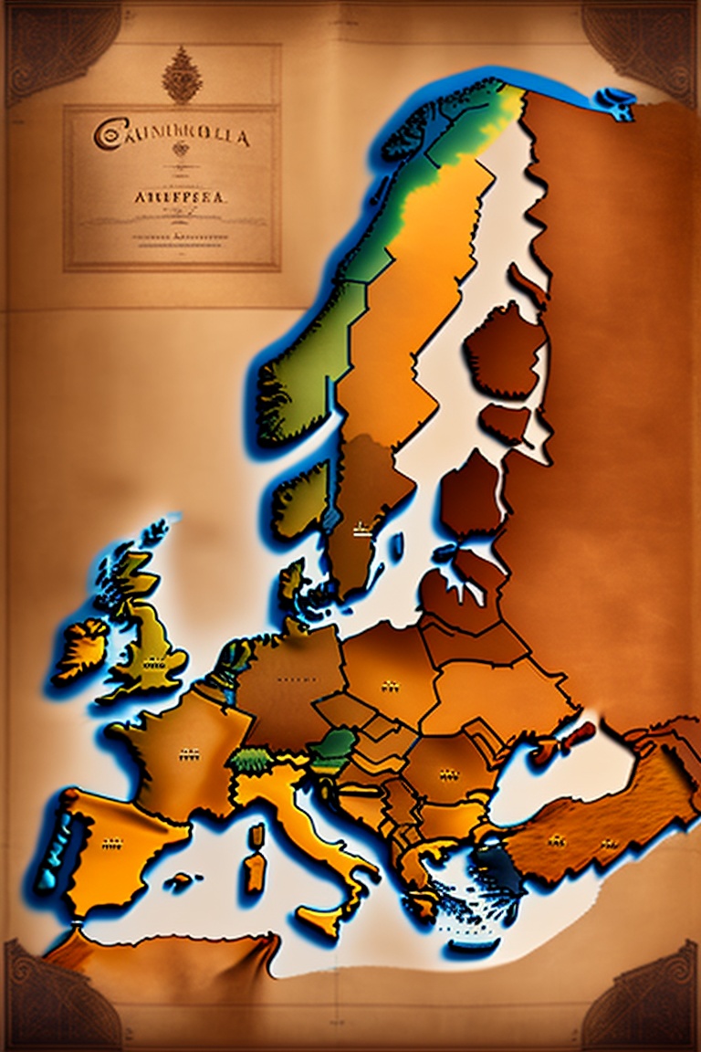 Lexica - An old, worn map of Europe on parchment paper