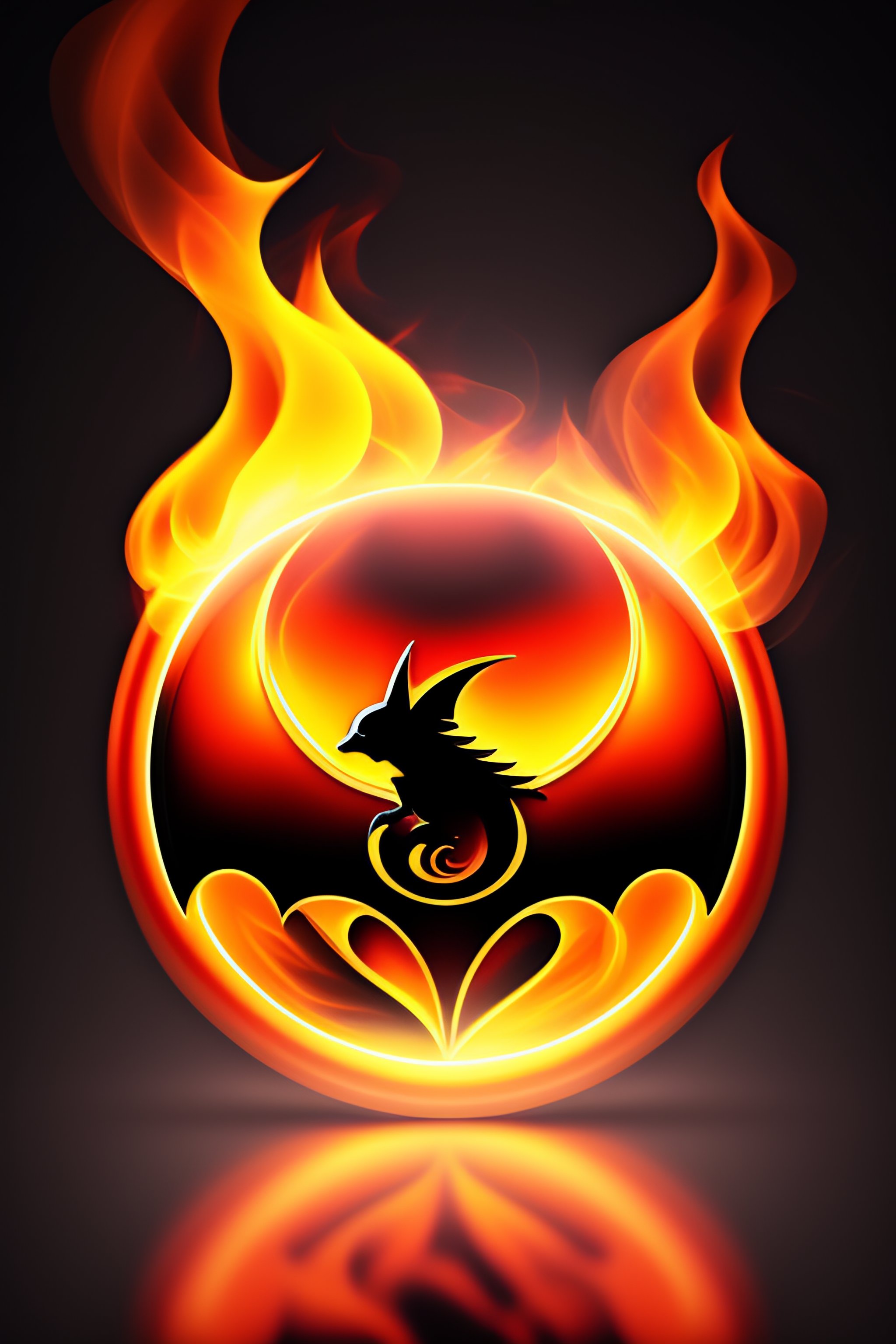 Lexica - Logo + bat + smoke surrounding + solid background + flames