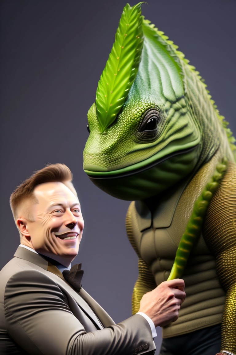 Lexica - Elon Musk holds a cucumber and fighting Joe Baiden, who is ...