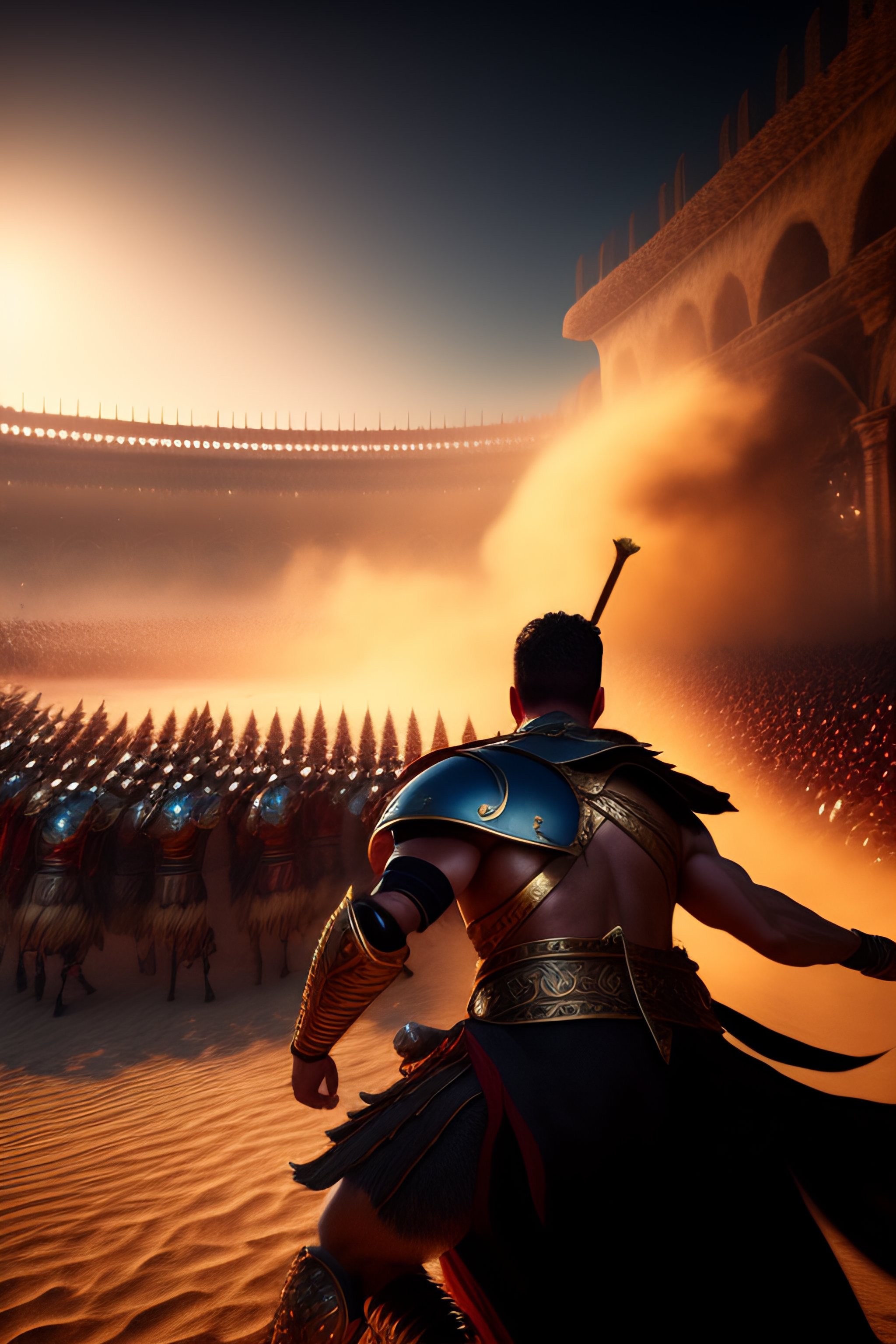Lexica - Action shot of Gladiator fighting in an arena, cinematic ...