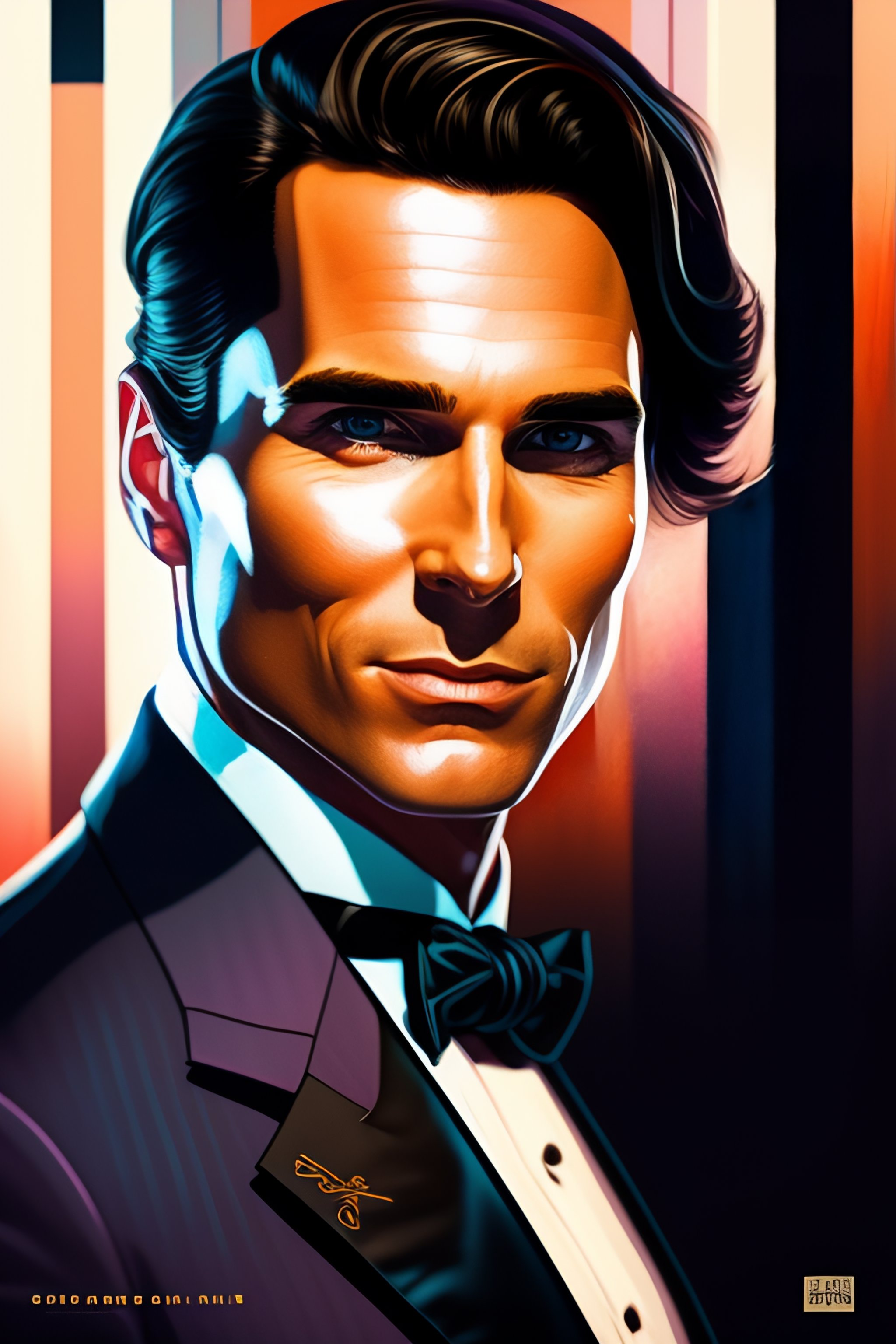 Lexica - A colorful comic noir illustration painting of Patrick Bateman ...