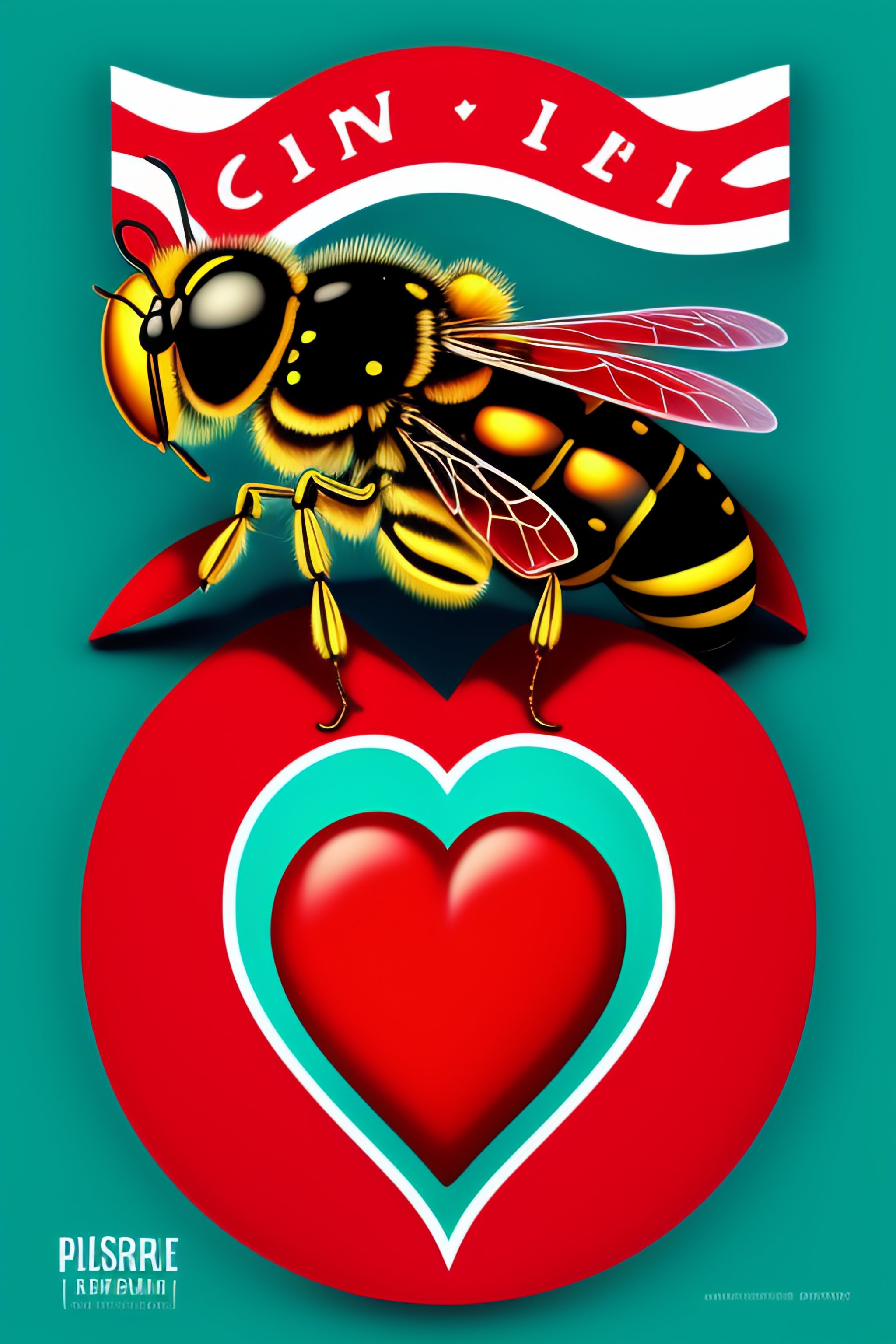 Lexica - Wasp, belly in the form of a red heart, purposeful, collected ...