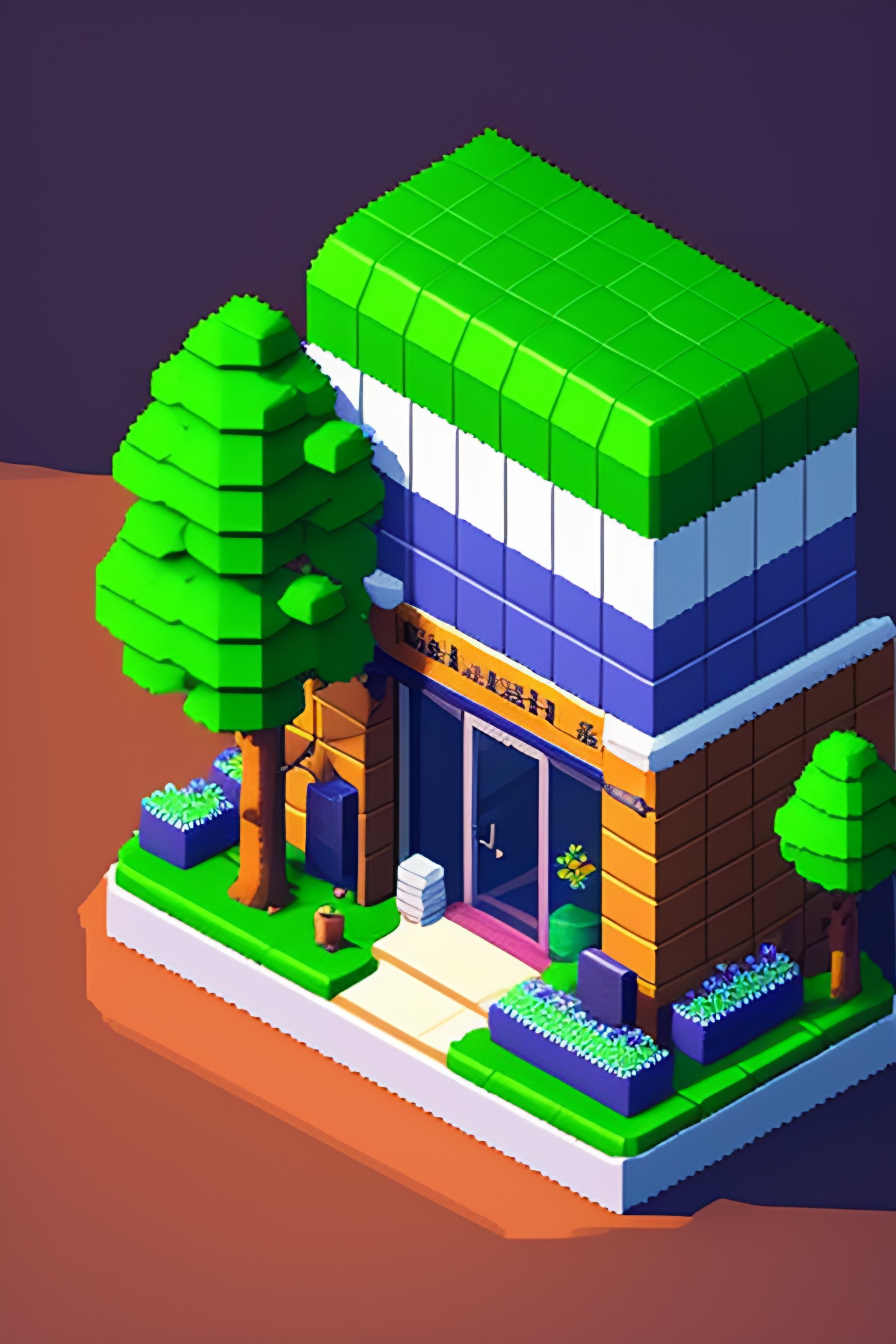 Lexica - Isometric clean pixel art image of outside of cute design studio