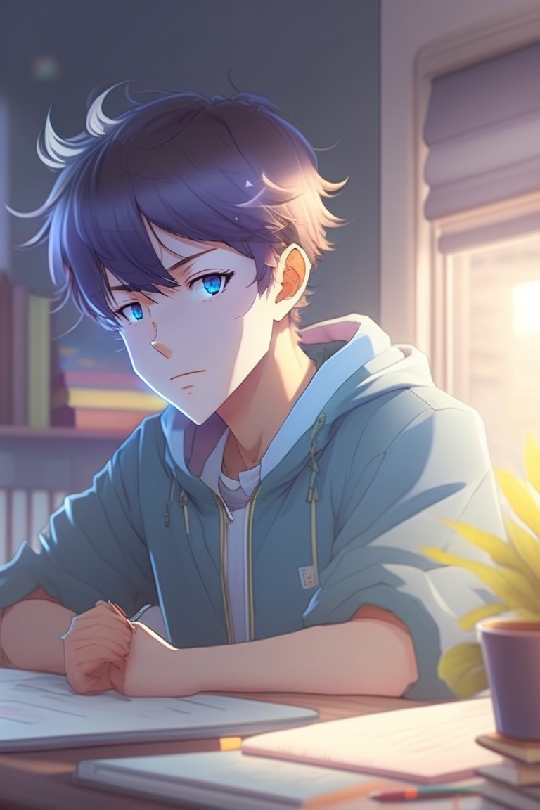 Lexica - A nerdy anime boy is looking for solutions,depression, in the ...