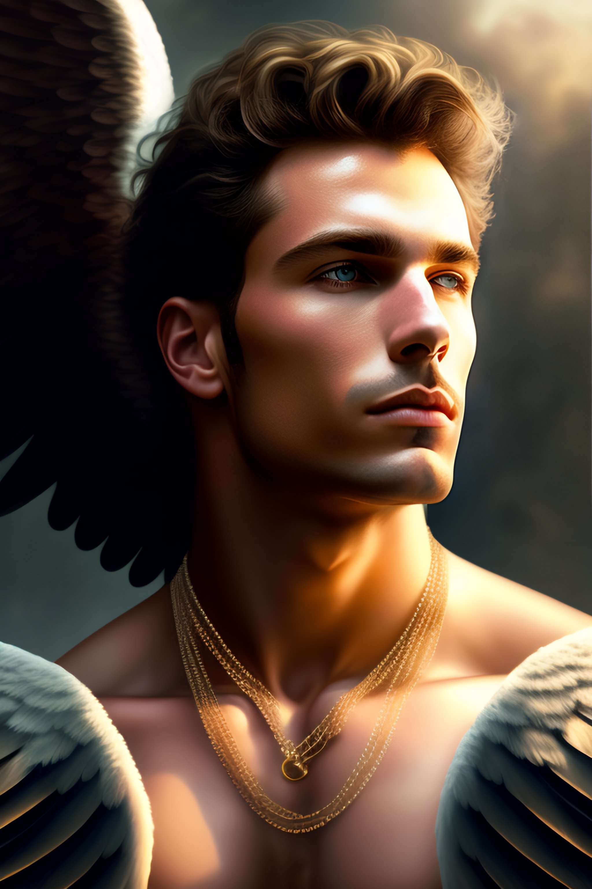 Lexica - Portrait of an angel With chain's holding him tight With the ...