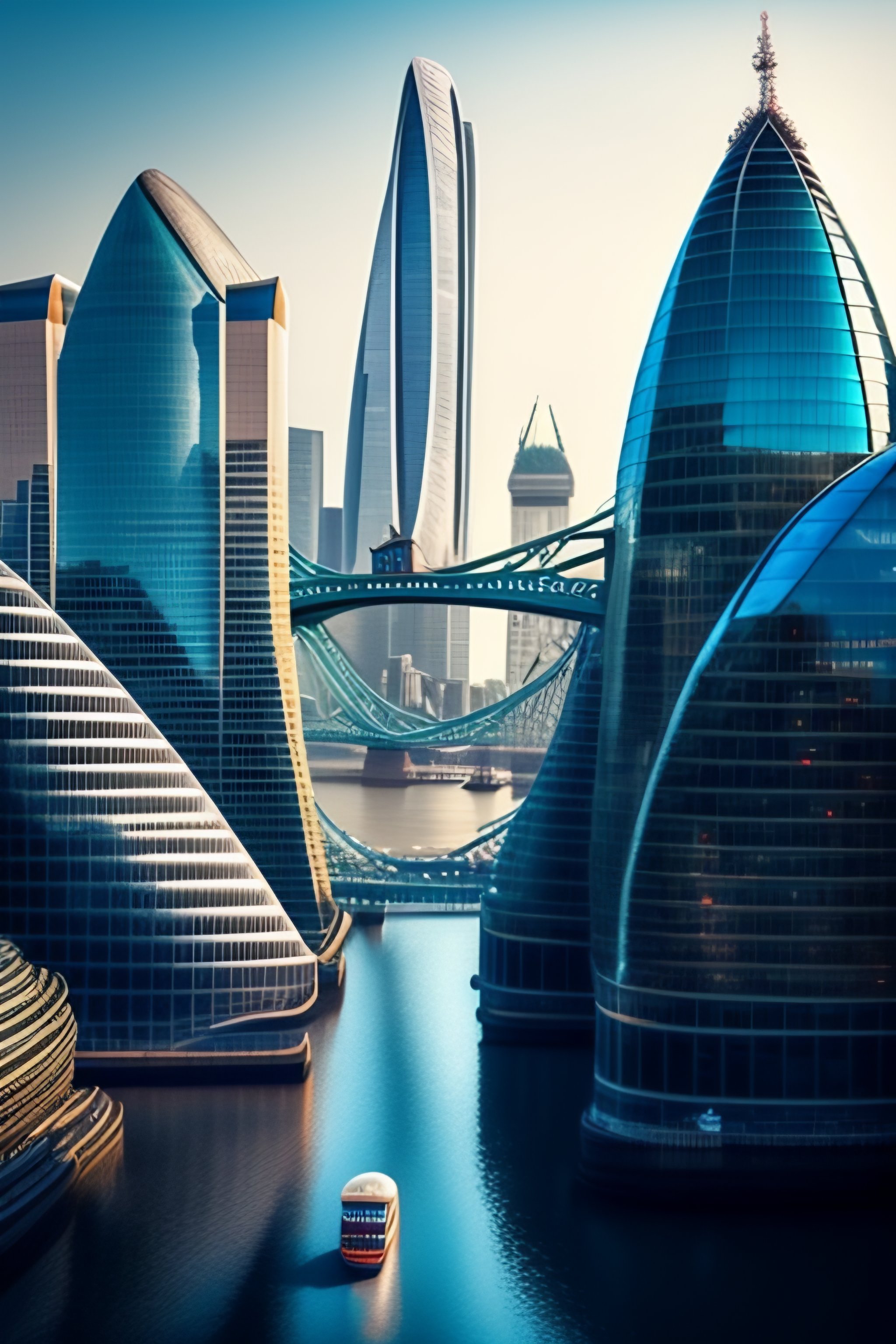Lexica - London skyline near tower bridge in 2045 after an apocalypse