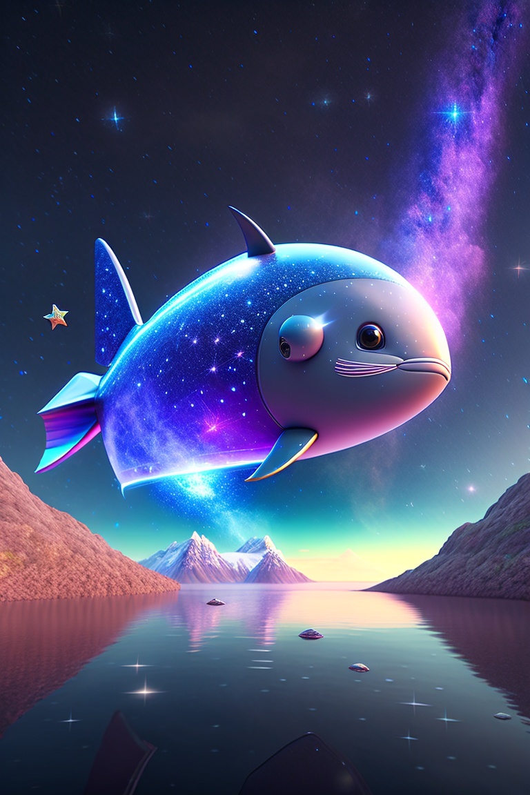 Lexica - Narwhal floating in space, there are many stars and nebulae ...