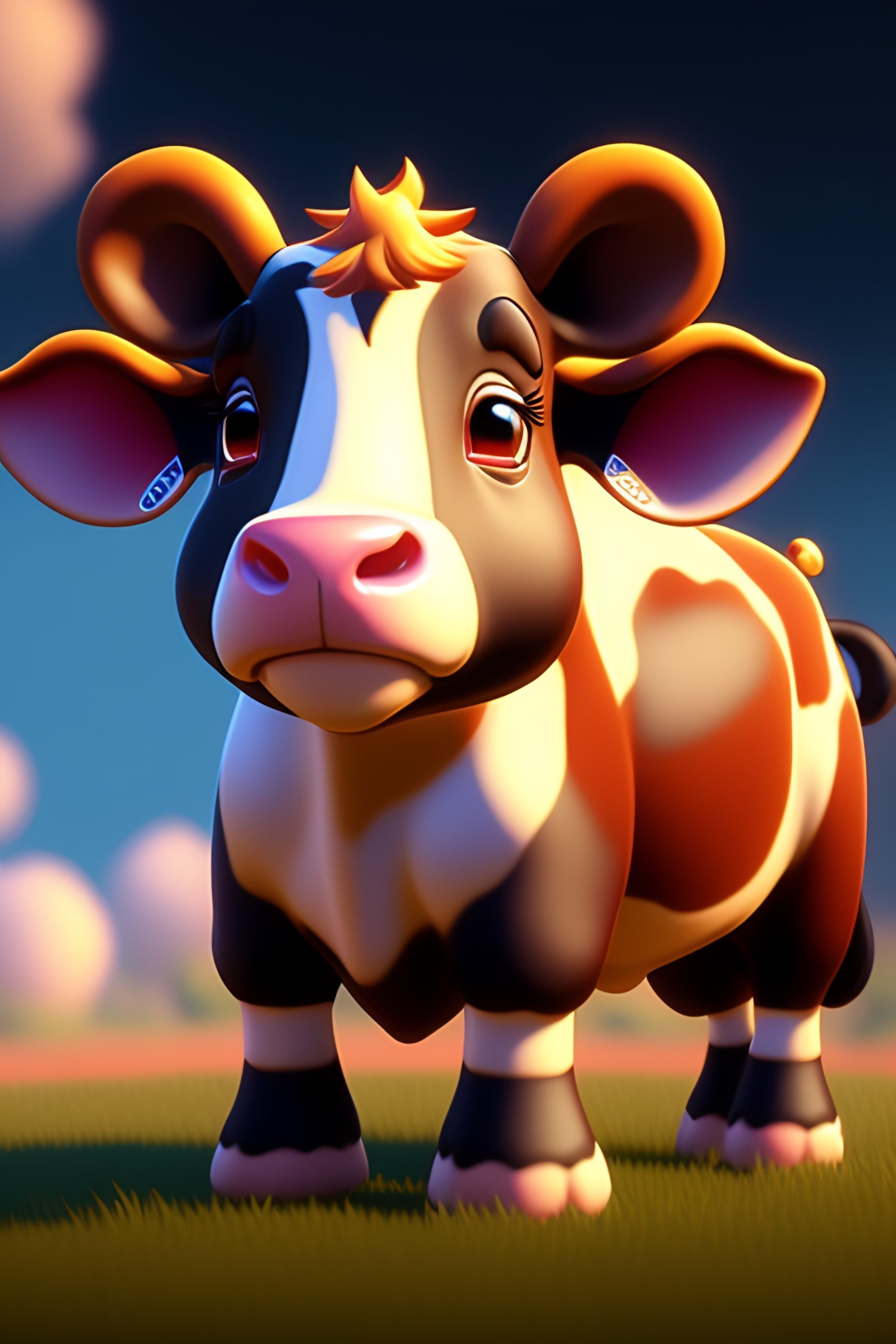 Lexica - Happy cute cow cartoon character in old Disney style in 2d ...