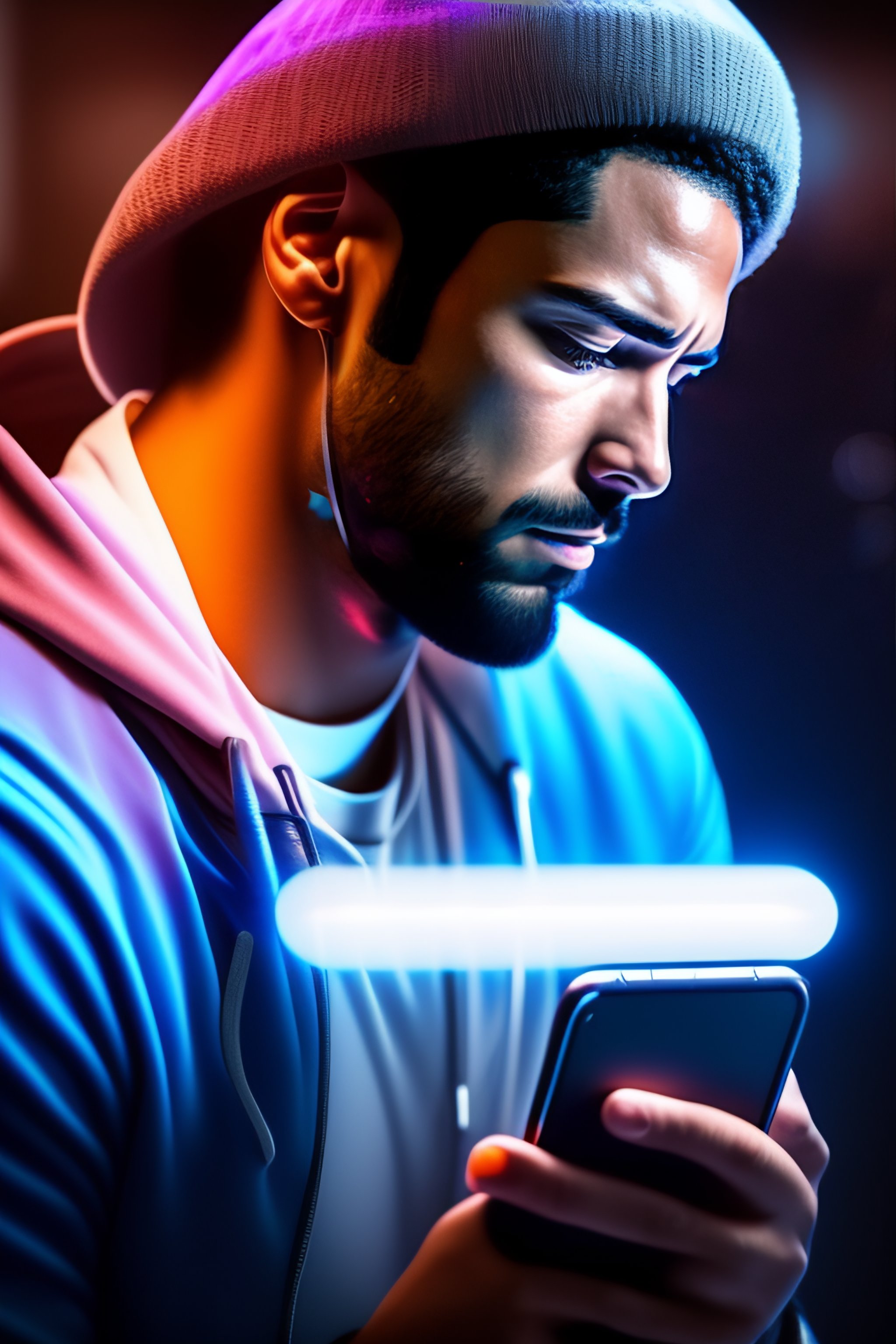 Lexica - The first image shows a person staring intently at their ...