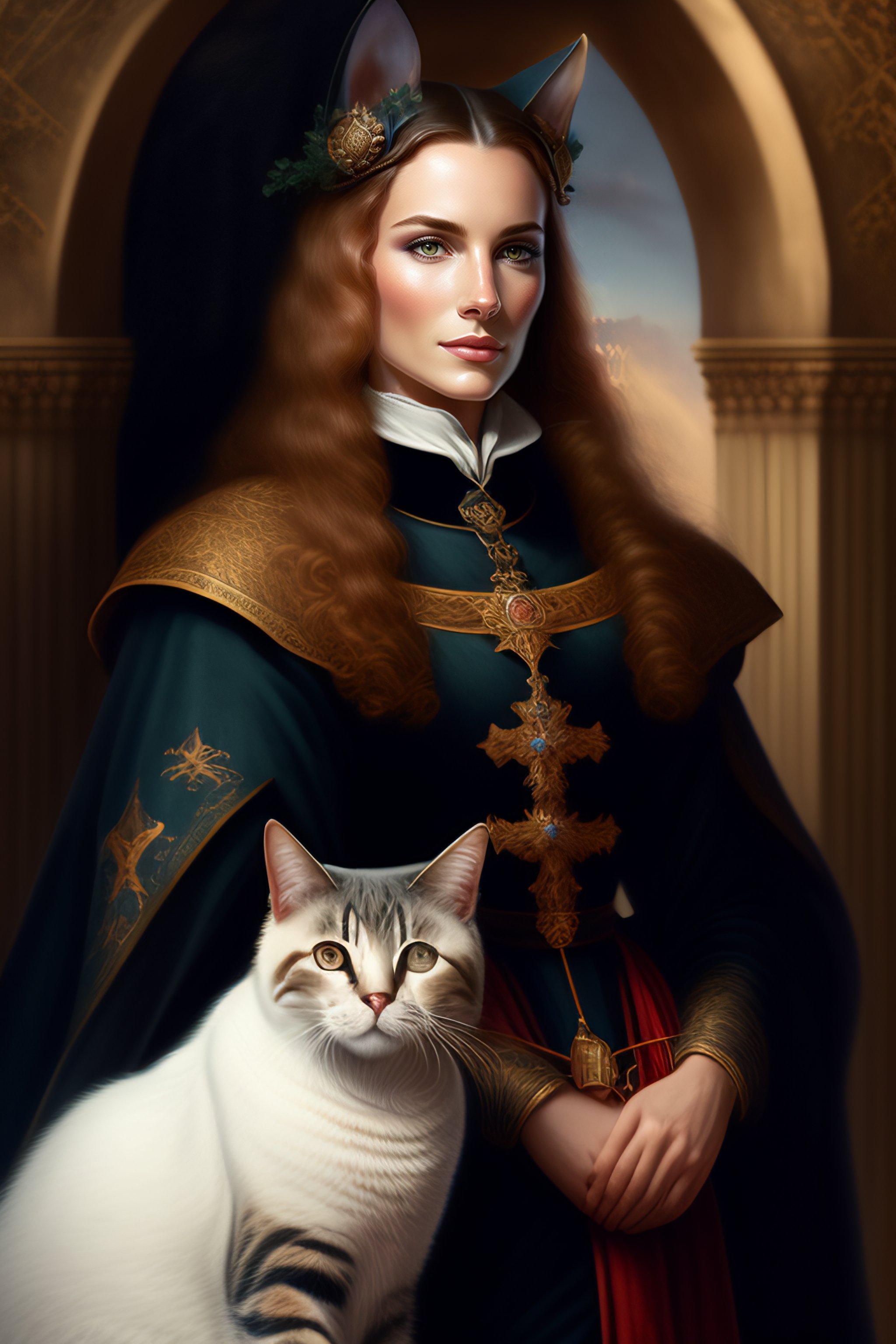 Lexica - Portrait of a cat-cleric in an gothic castle