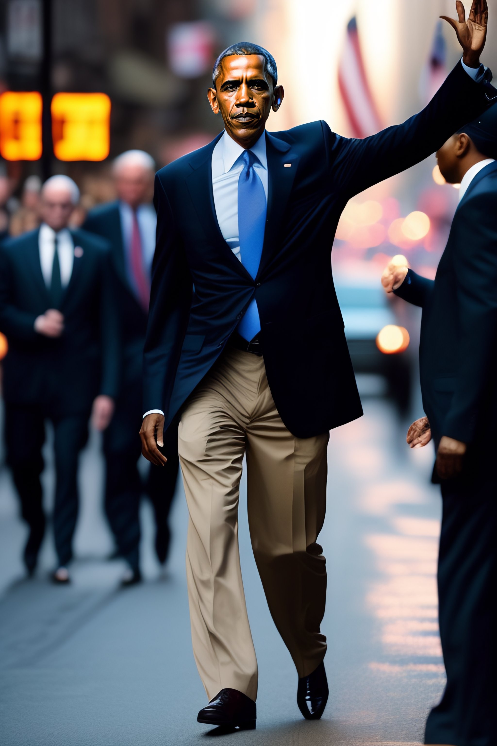 Lexica - Photo of Obama dancing in the streets of new york