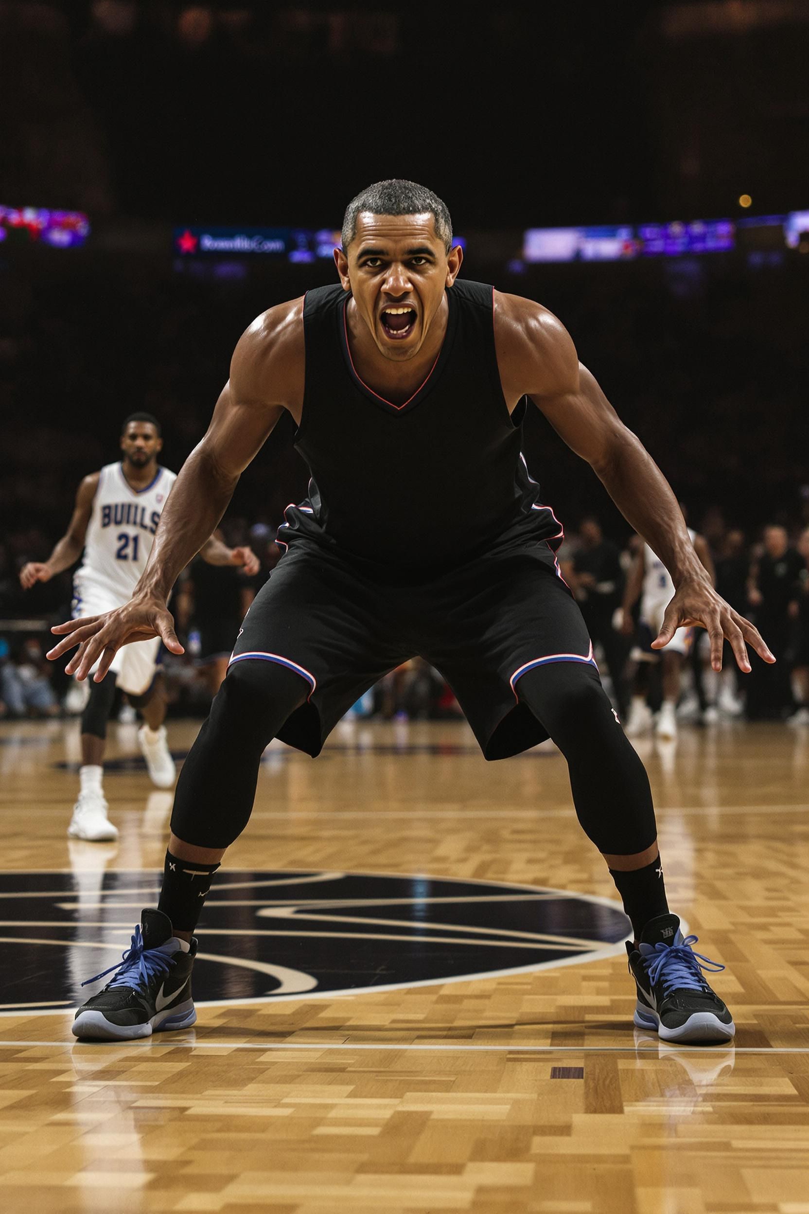 Lexica - Barack obama hoopin, NBA action sports photo