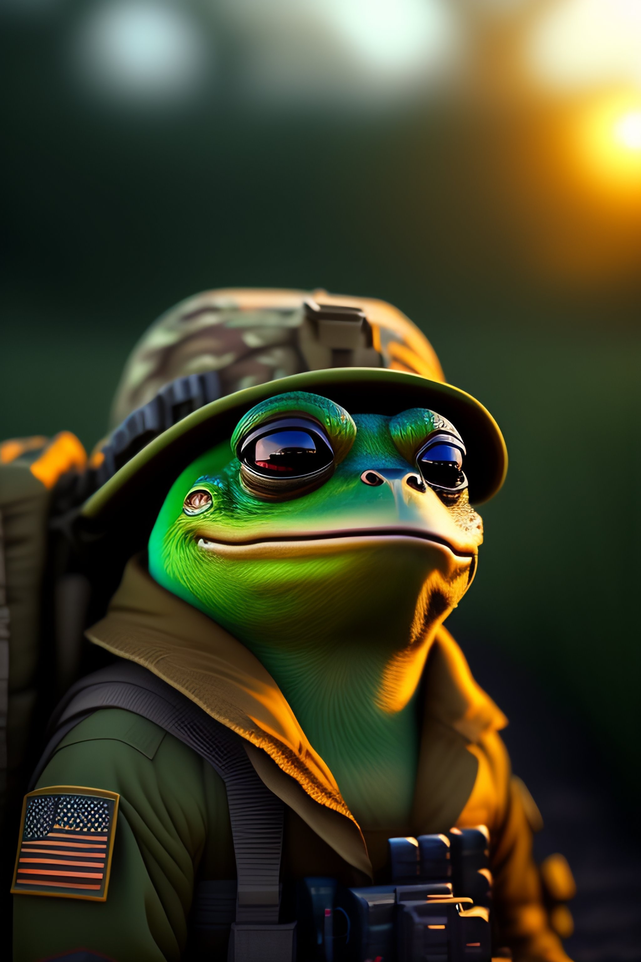 Lexica - An exhausted pepe the frog at the frontlines in the army at ...