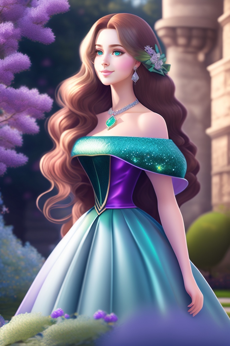 Lexica - A beautiful princess strolling along the castle's garden, with ...