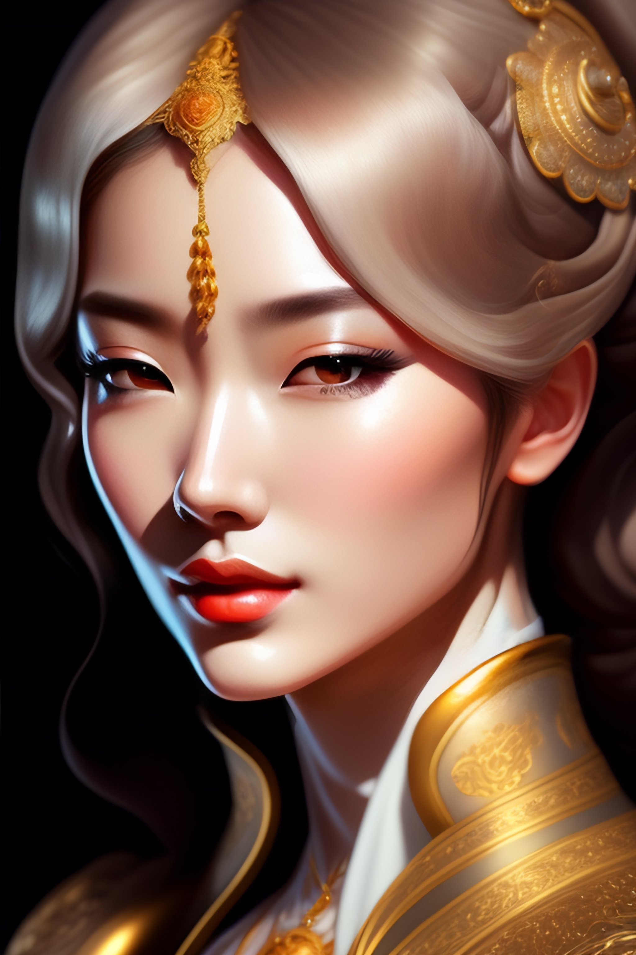 Lexica - A woman's face, baroque style, elegant, beautiful, mesmerizing ...