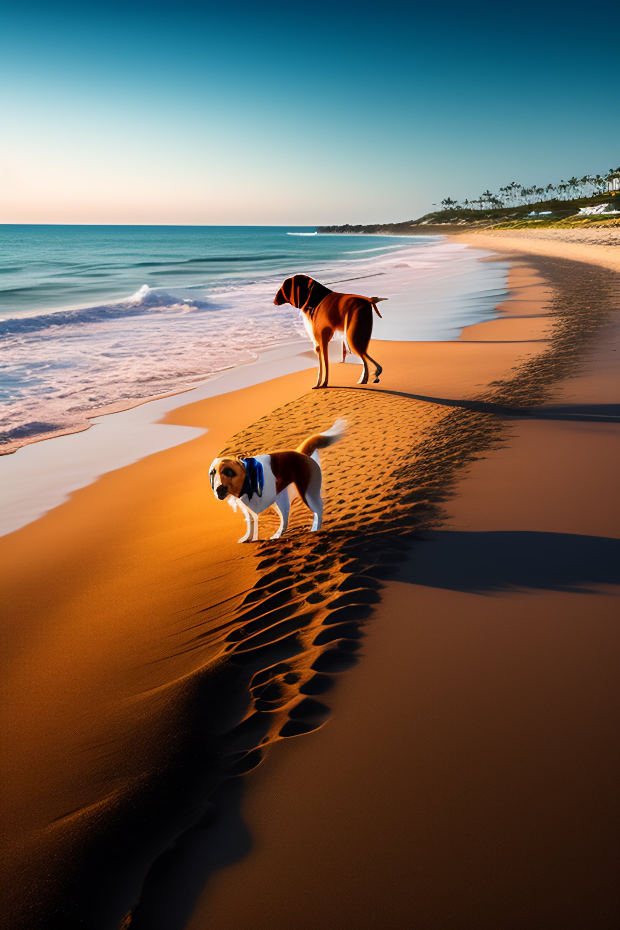 Lexica - Dog walking on the beach