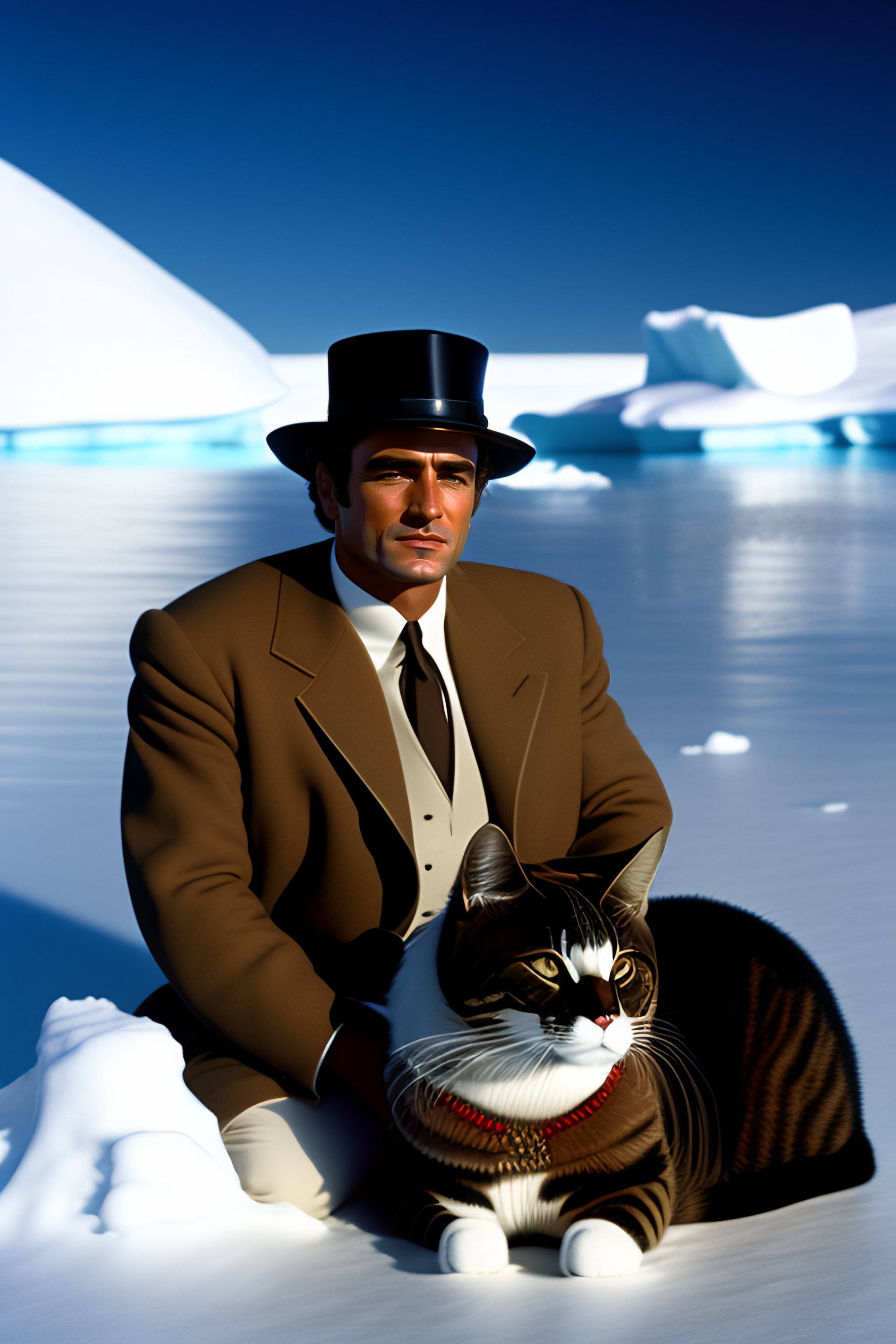 Lexica - Don corleone sunbathing in antarctica with his cat