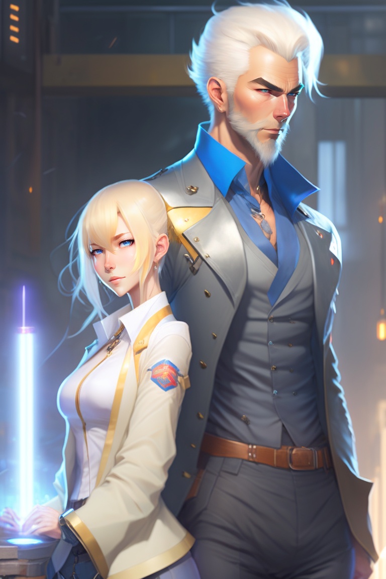 Lexica - Two Anime cyberpunk blacksmith old man with a big hummer and ...