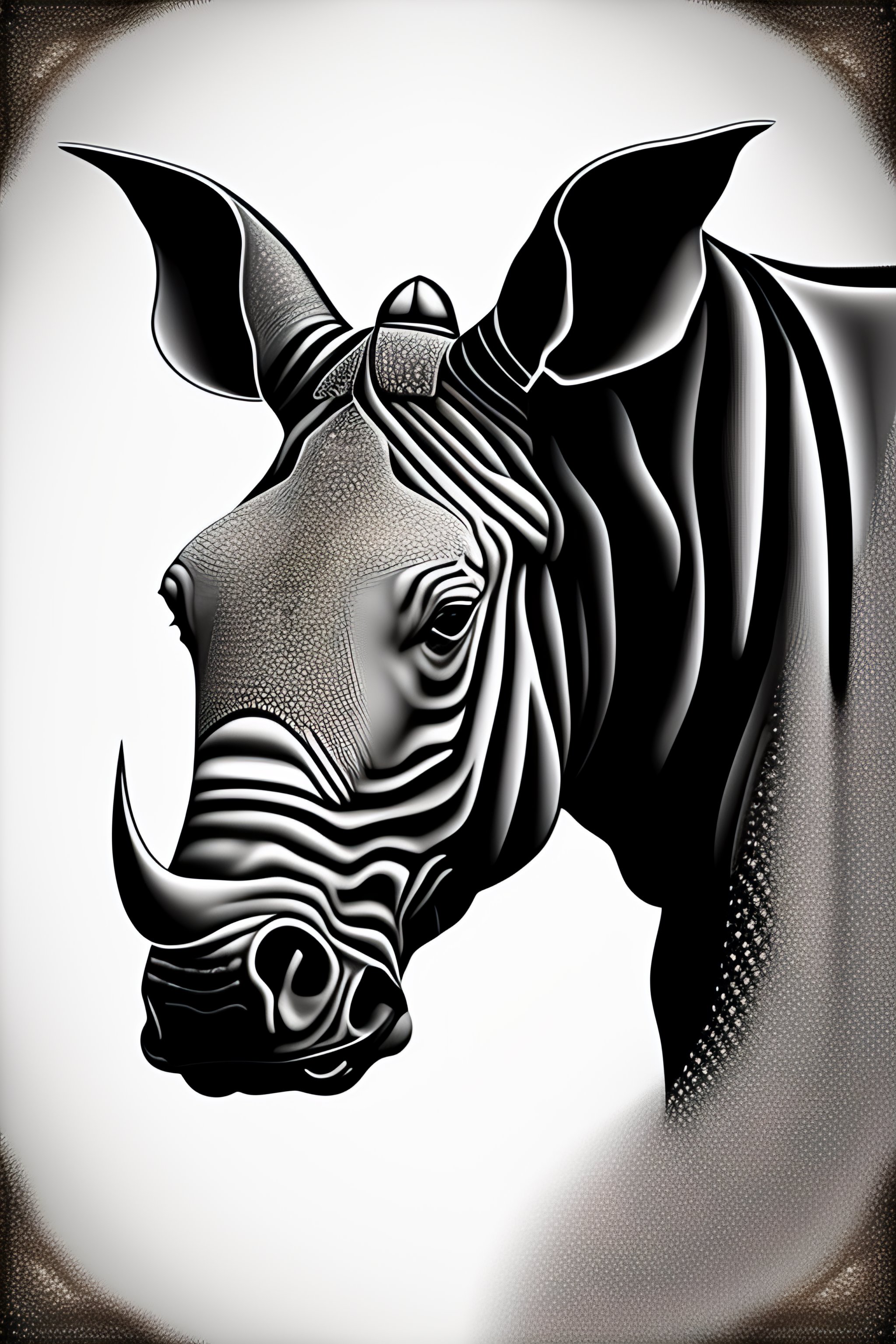 Rhino Head Drawing Front