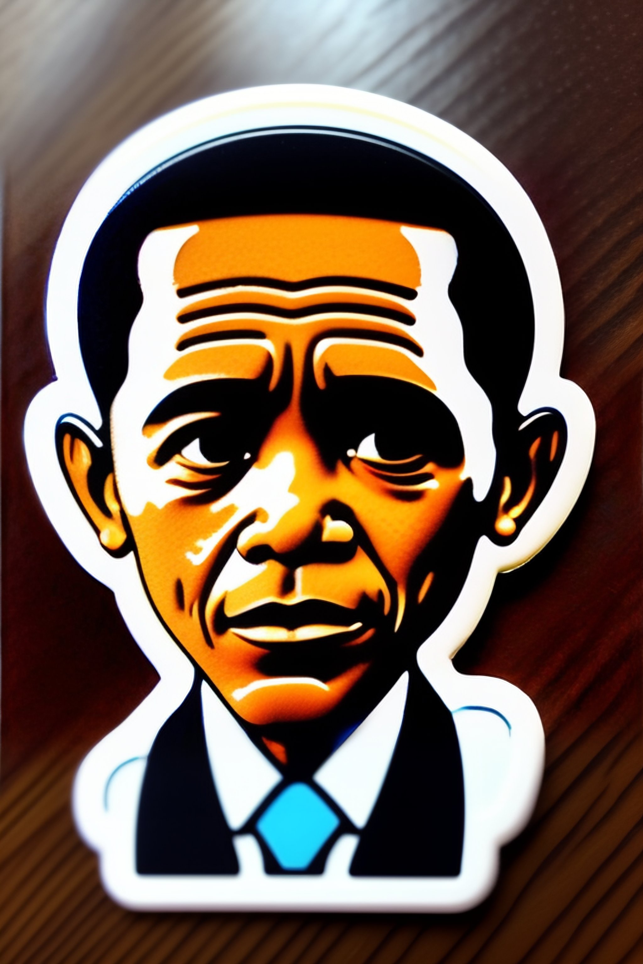Lexica - A die cut sticker of a cute barrack obama with big sad eyes in ...