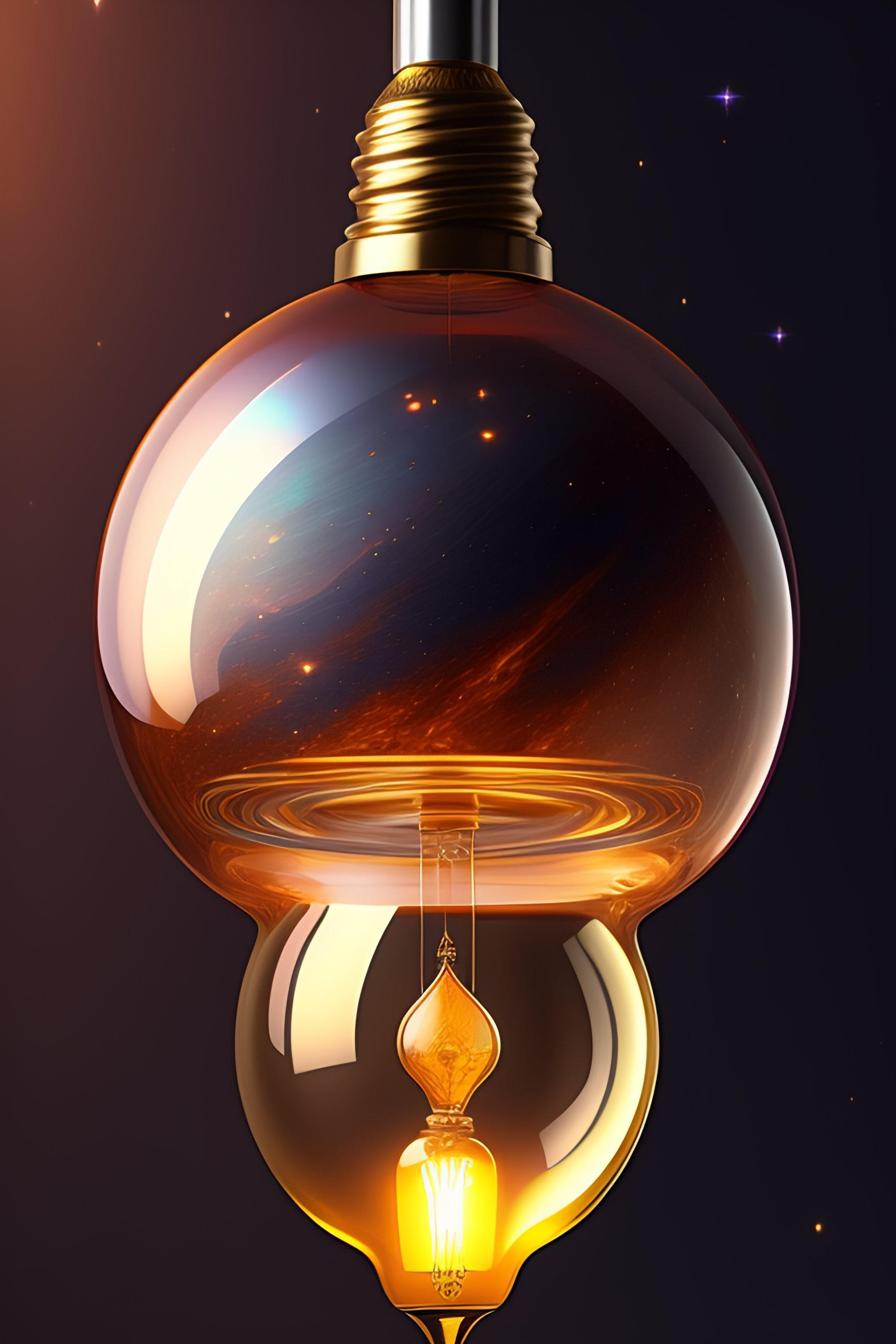 Lexica - Incandescent lightbulb with a universe inside it , color ...