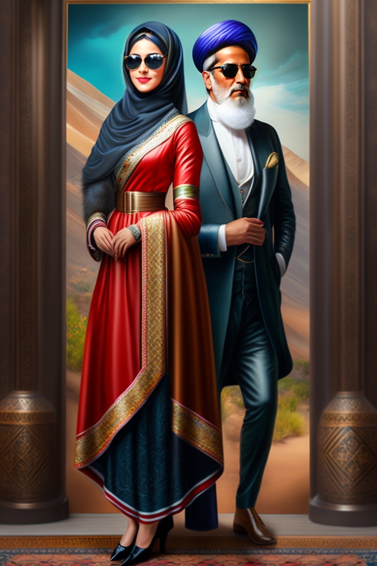 Lexica - A beautiful poster of an Iranian man and woman, oil painting ...