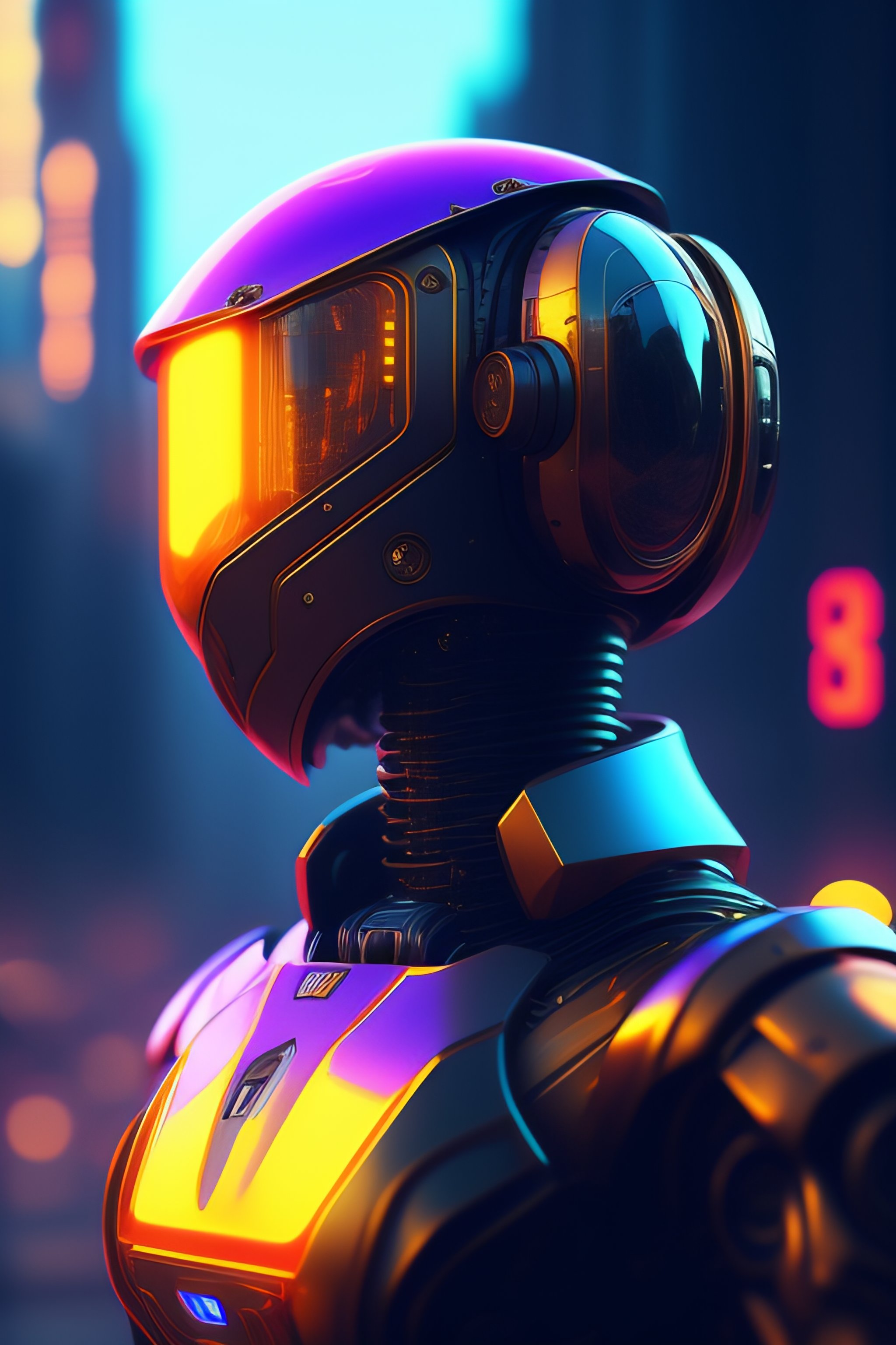 Lexica - A robot with a terrarium for a head, cyberpunk, city, neon ...