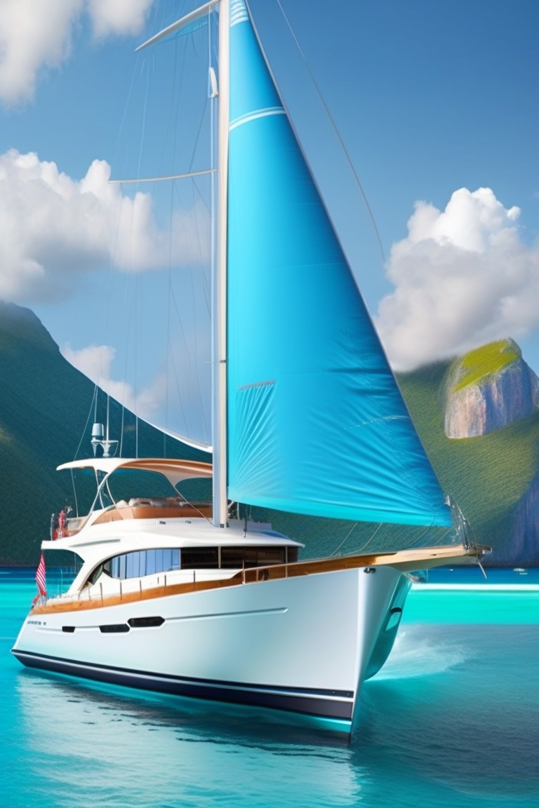 Lexica - Yacht dans les caraibes avec une mer couleur azur