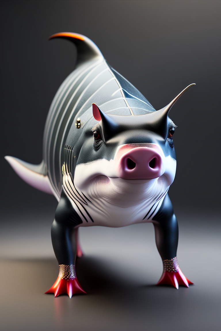 Lexica - Pig shark hybrid black and white, photo realistic, realistic ...