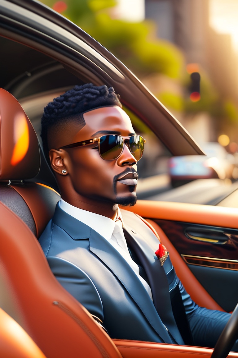 Lexica - Black Singer "Ray J" driving down Hollywood Blvd., driving a ...