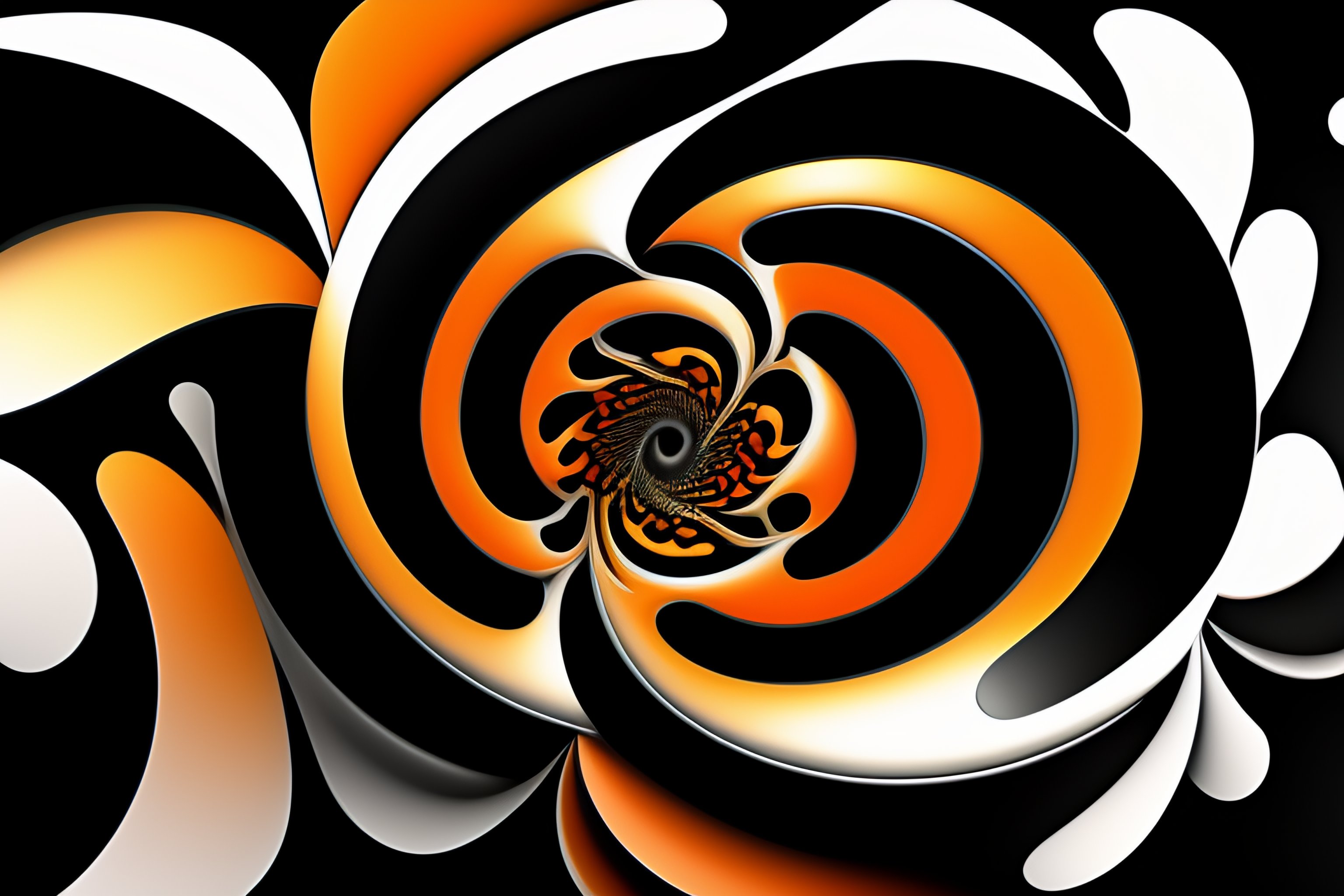 Lexica - 7D Abstract illusion black white orange design