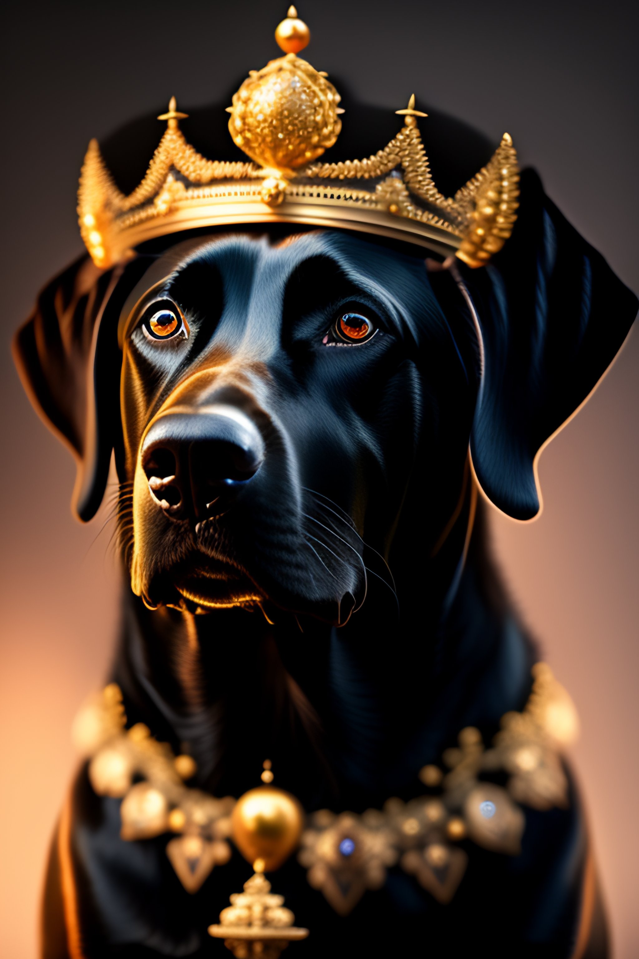 Lexica - A Black Labrador Dog with jeweled crown, gemstone, by greg ...