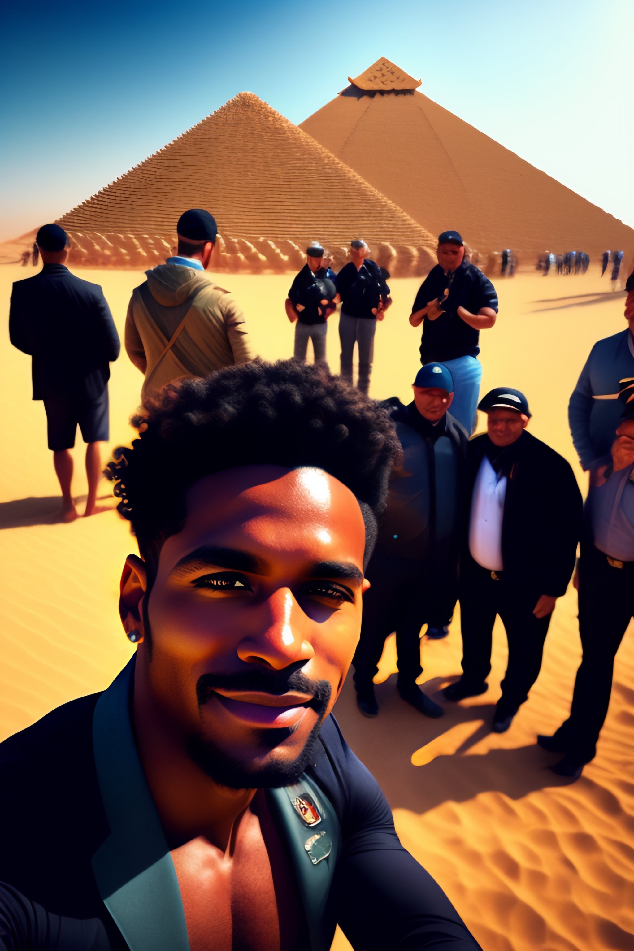 Lexica - Portrait of a random time traveller taking selfie with people ...