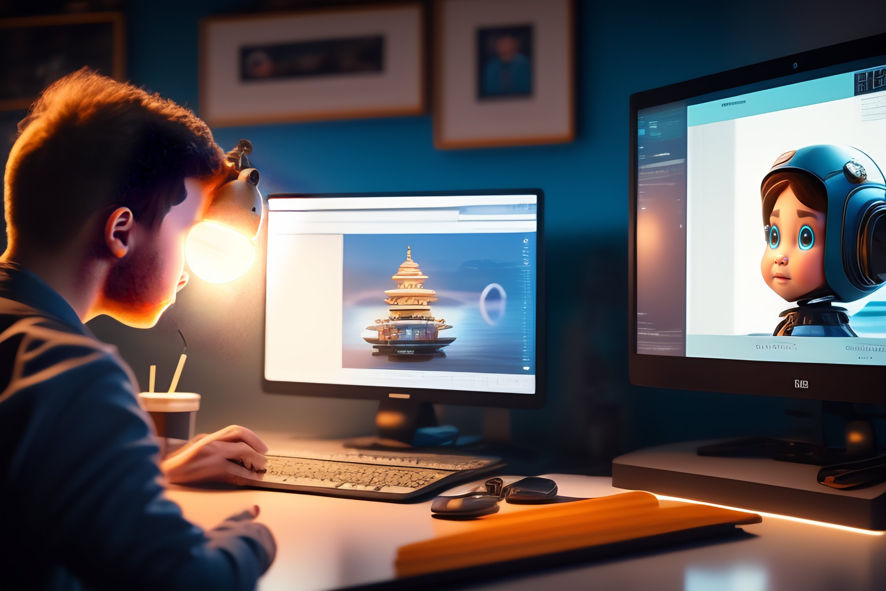 Lexica - A studio ghiblil art of AI bot designing