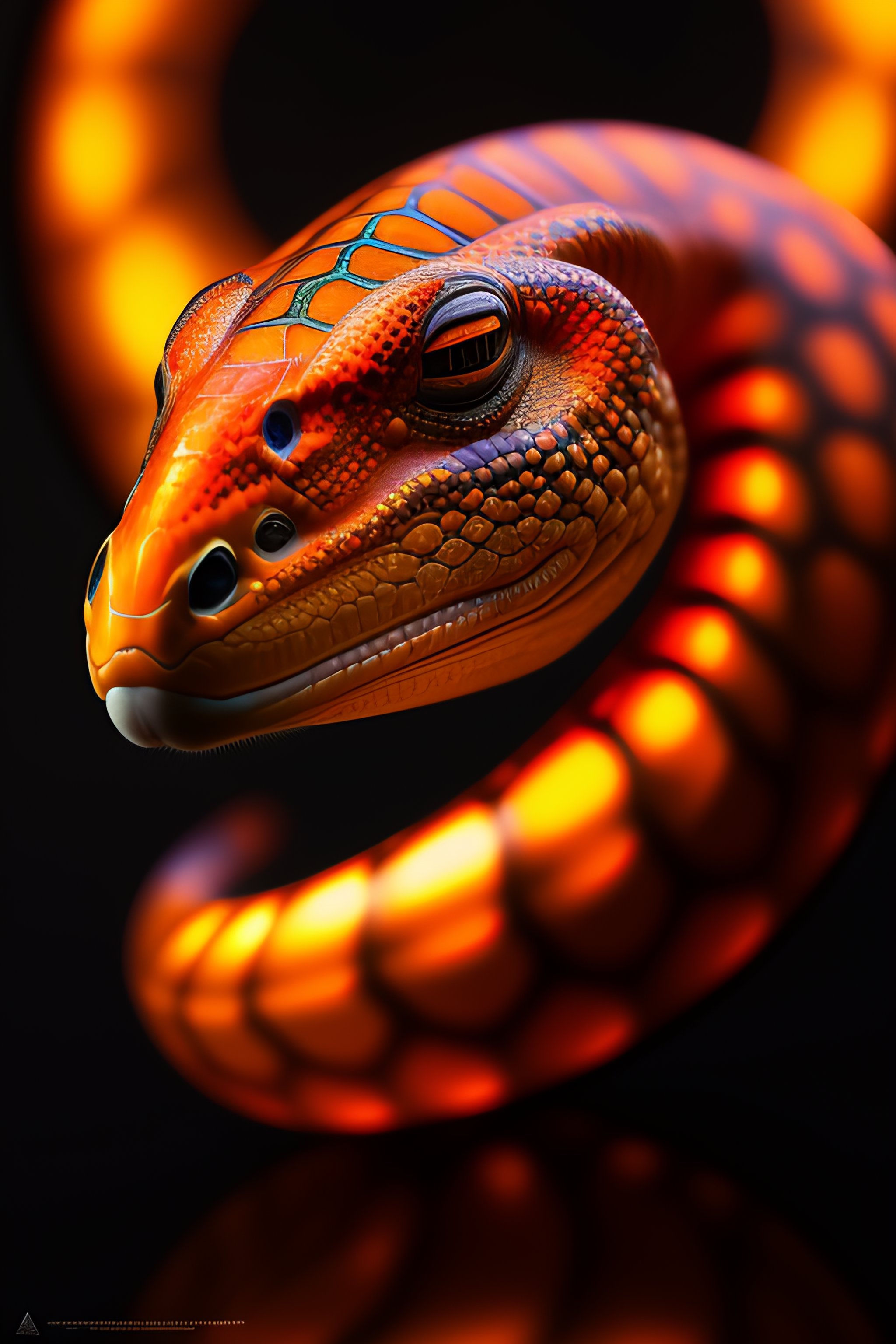 Lexica - Portrait of a cybernetic orange snake a spiritual full body ...