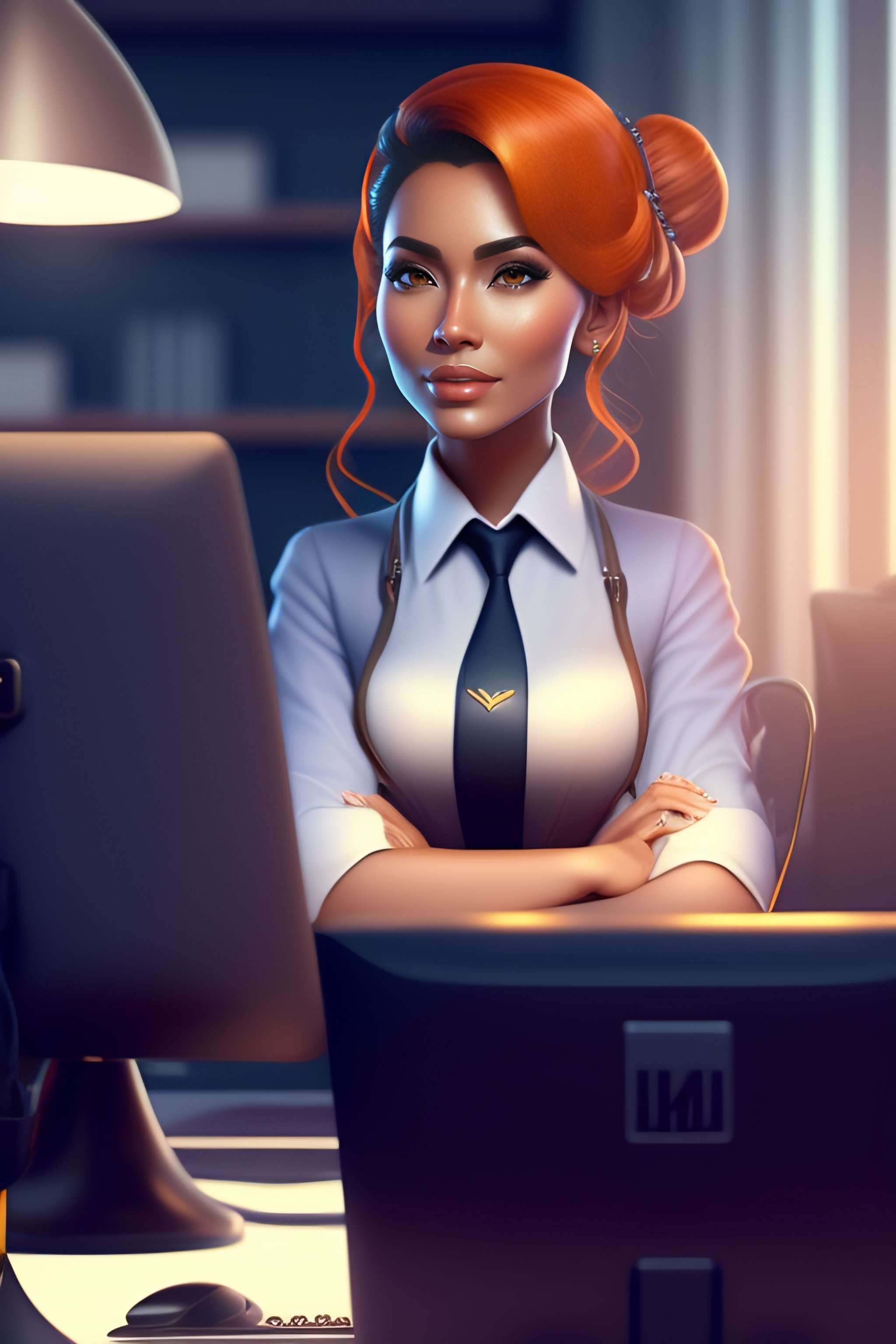 Lexica - Epic professional digital art of an HR fairy in business suit working in a tech company ...